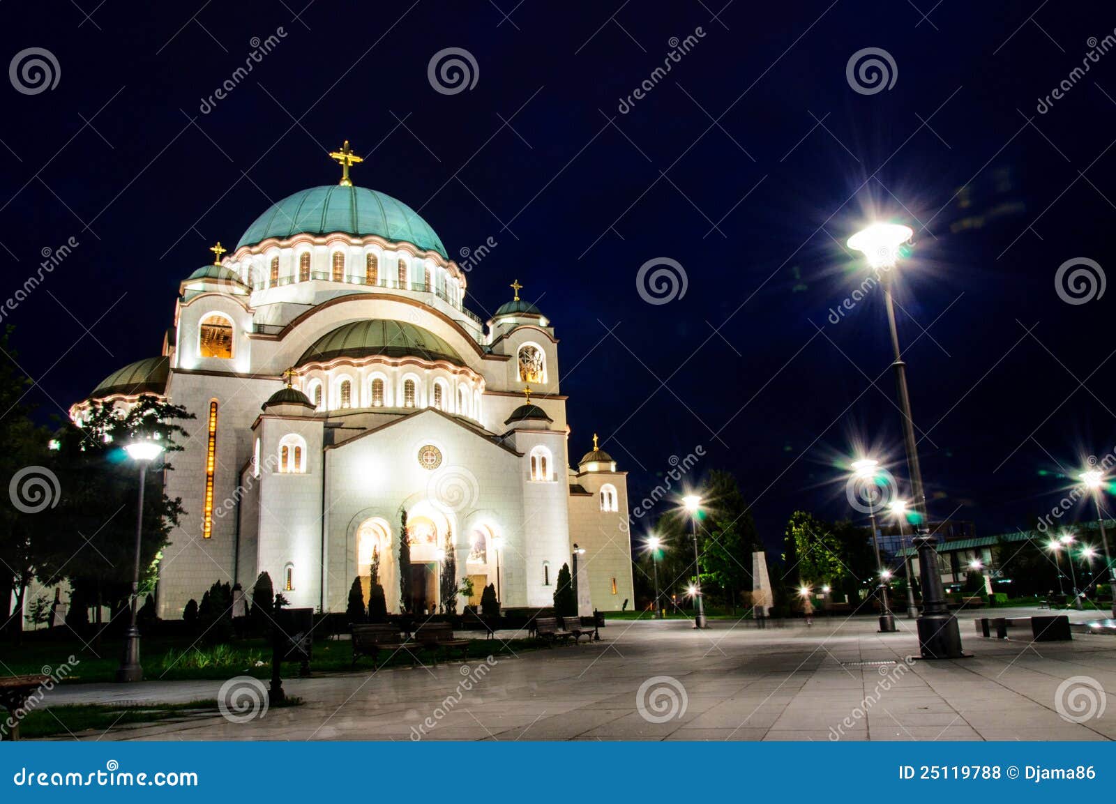 Belgrade at night stock photo. Image of architecture - 25119788