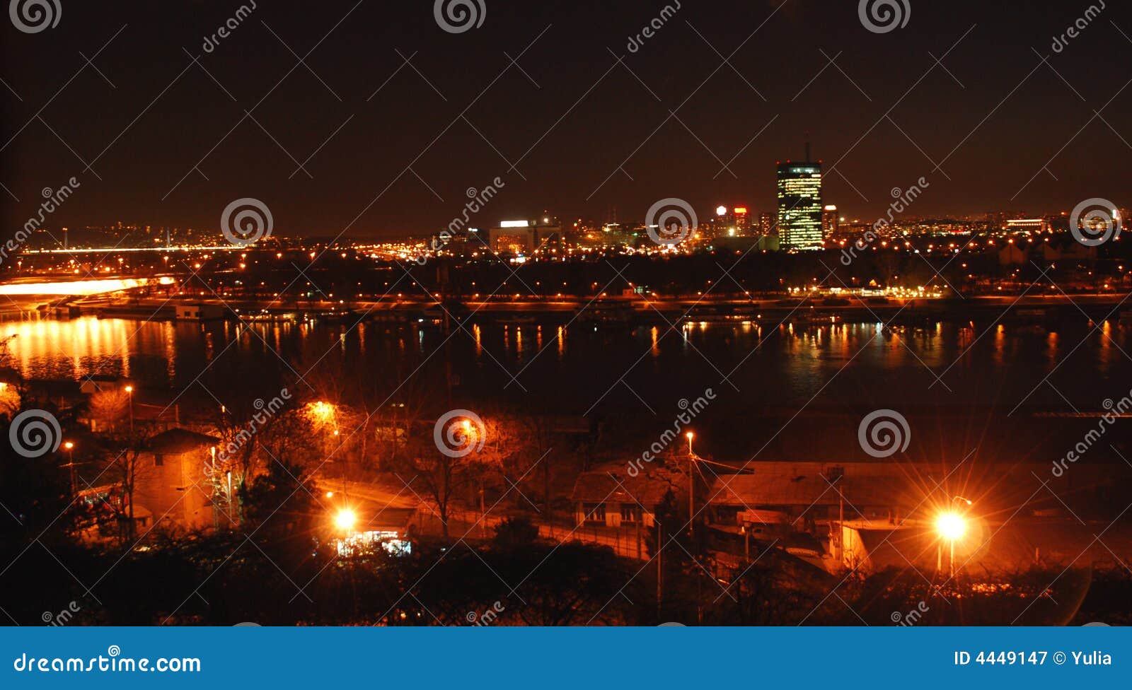 Belgrade night lights stock image. Image of calm, dark - 4449147