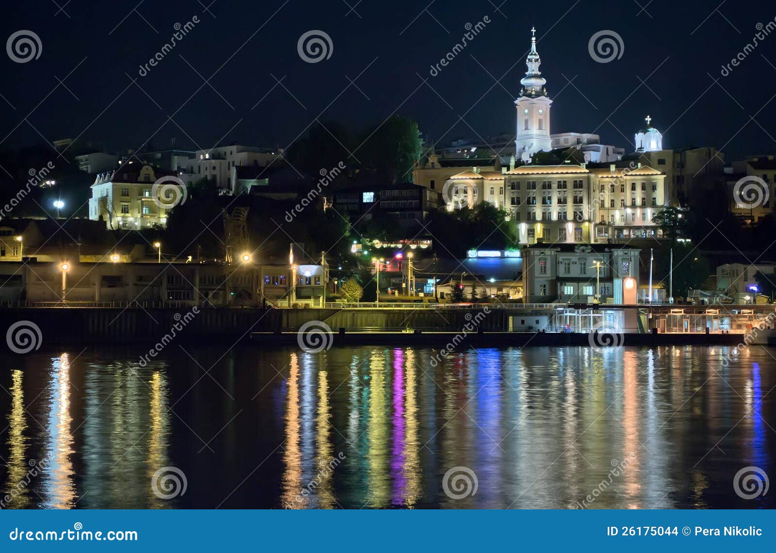 Belgrade at Night, Serbia, River Sava Stock Photo - Image of building ...