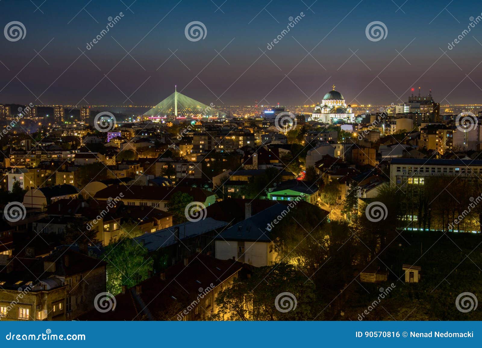 Belgrade Panorama with Ada Bridge Stock Photo - Image of europe ...