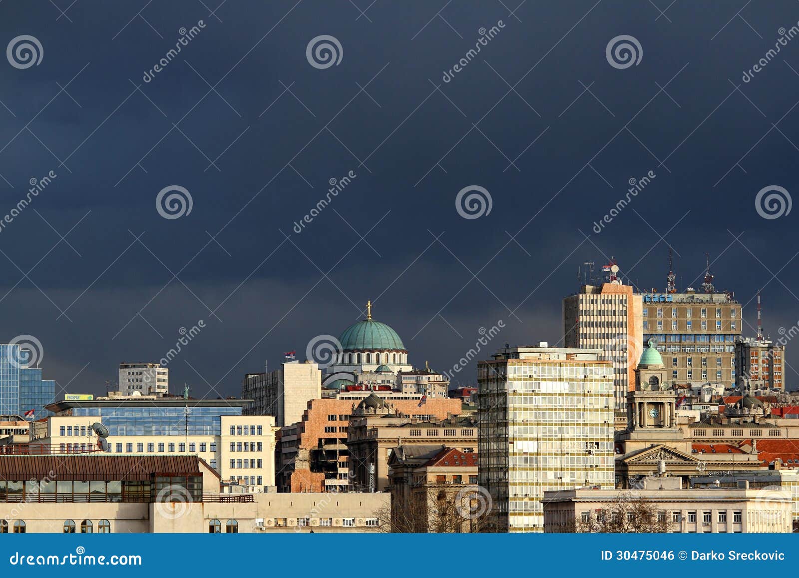 Belgrade panorama stock photo. Image of stormy, city - 30475046