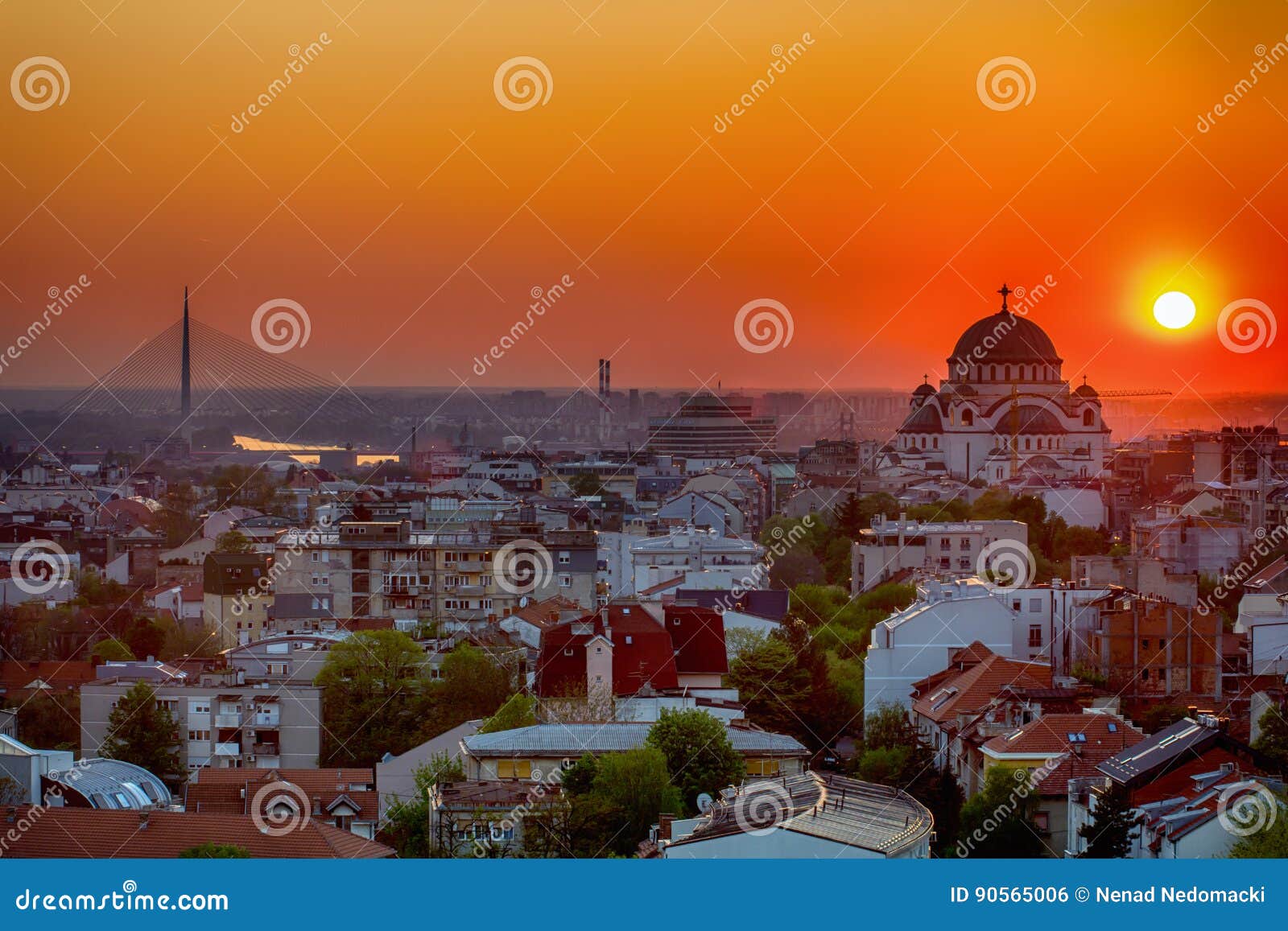 Belgrade Panorama with Temple of Saint Sava Stock Photo - Image of ...