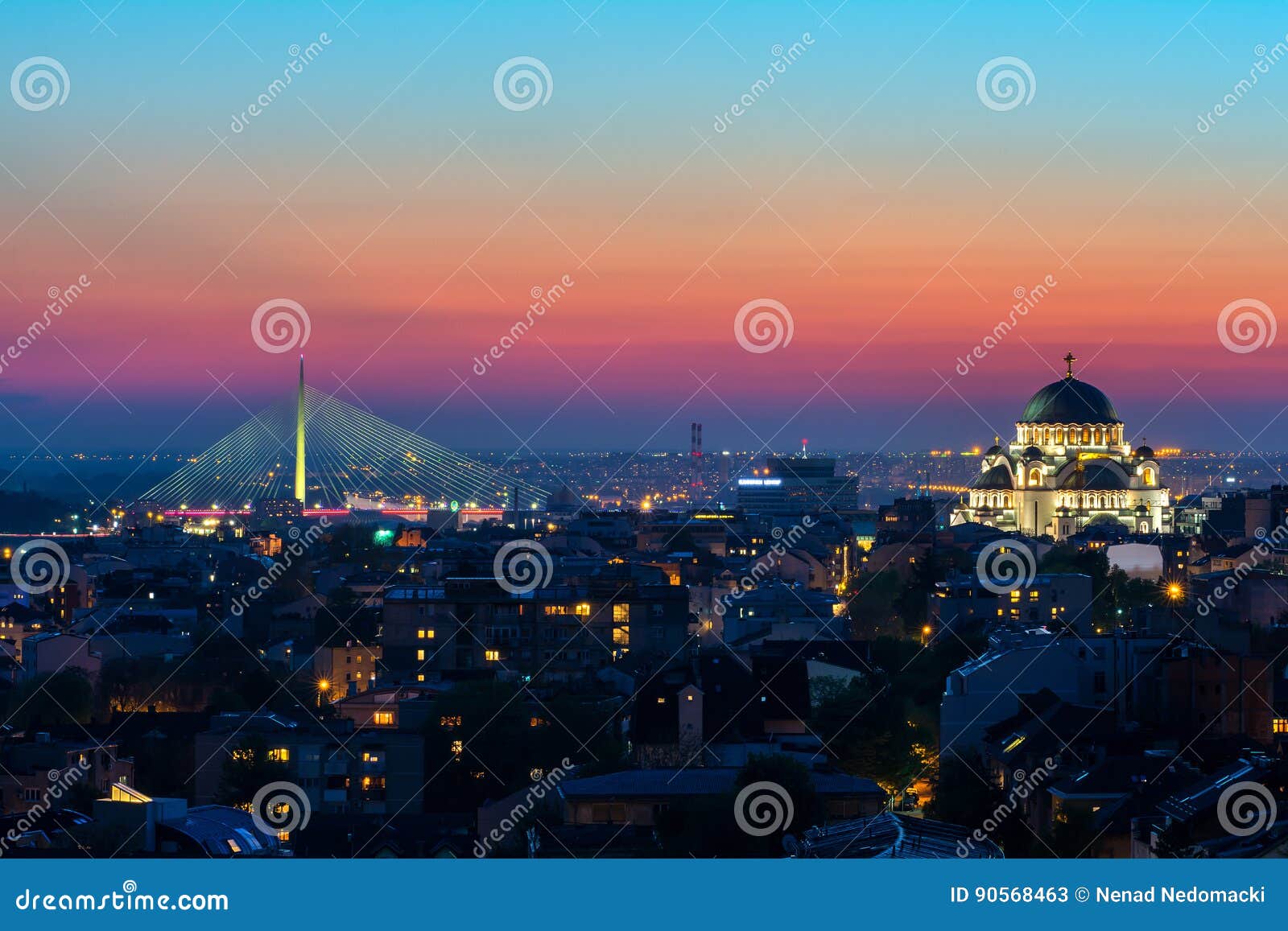 Belgrade Panorama with Temple of Saint Sava Editorial Stock Photo ...