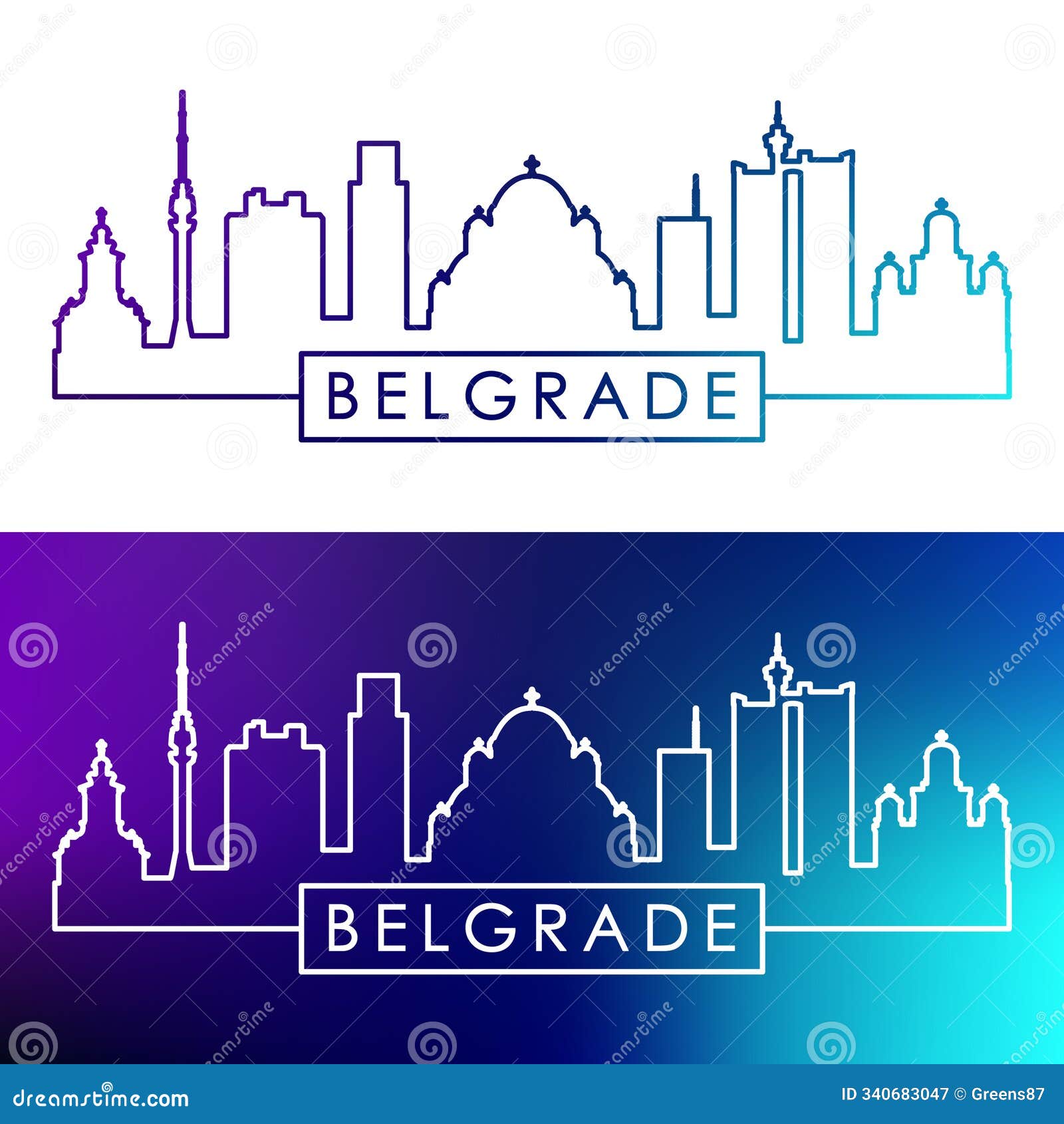 Belgrade Skyline, Monochrome Silhouette. Cartoon Vector | CartoonDealer ...