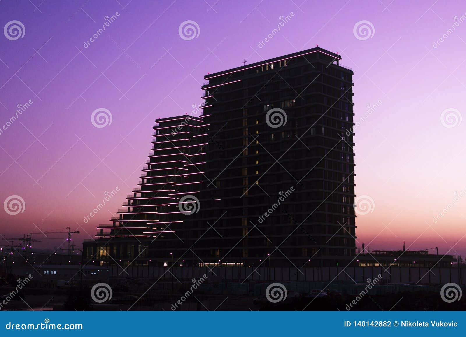 Belgrade Waterfront Building Silhouette Stock Photo - Image of industry ...