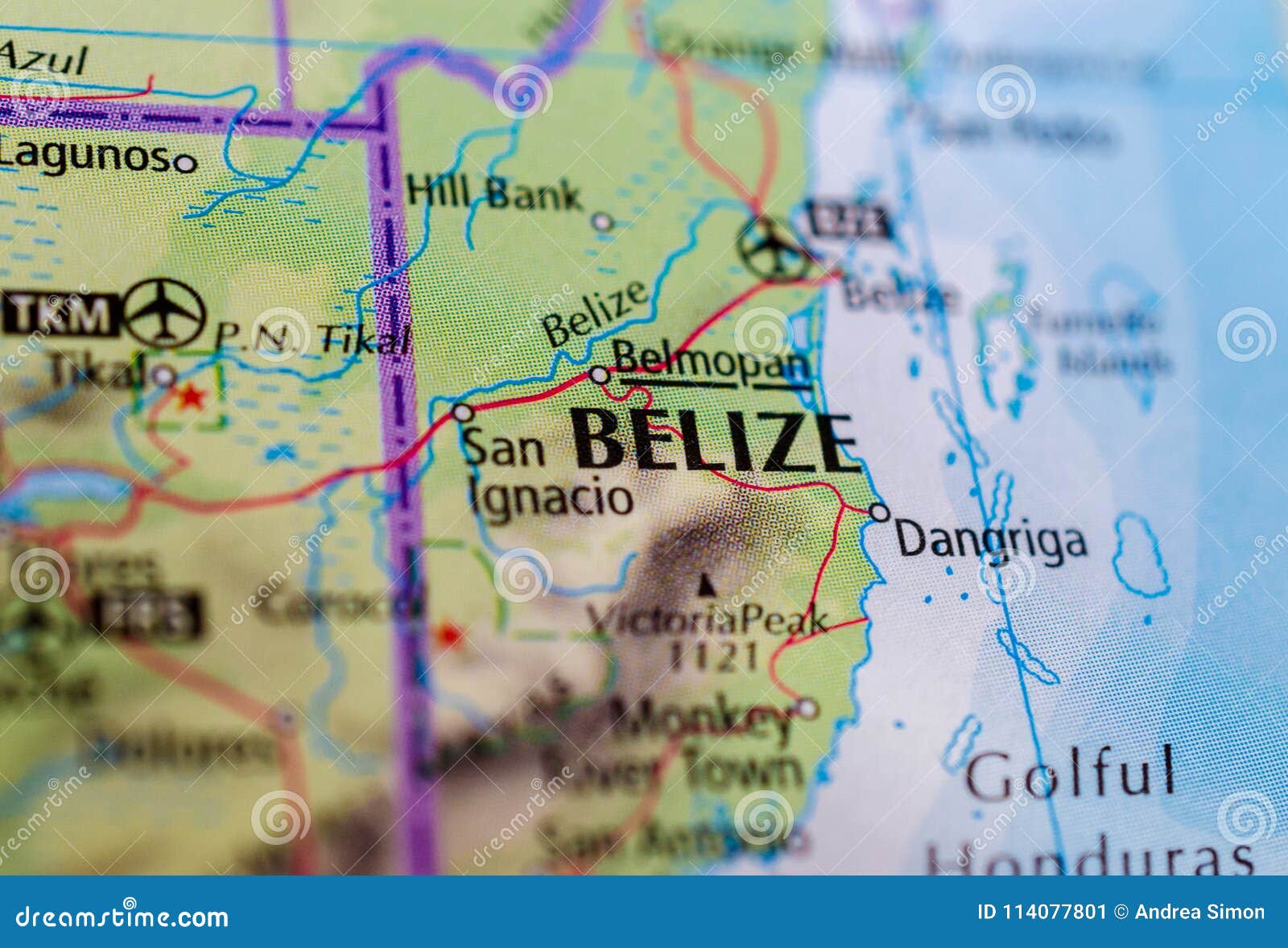 Belice en mapa imagen de archivo. Imagen de correspondencias - 114077801