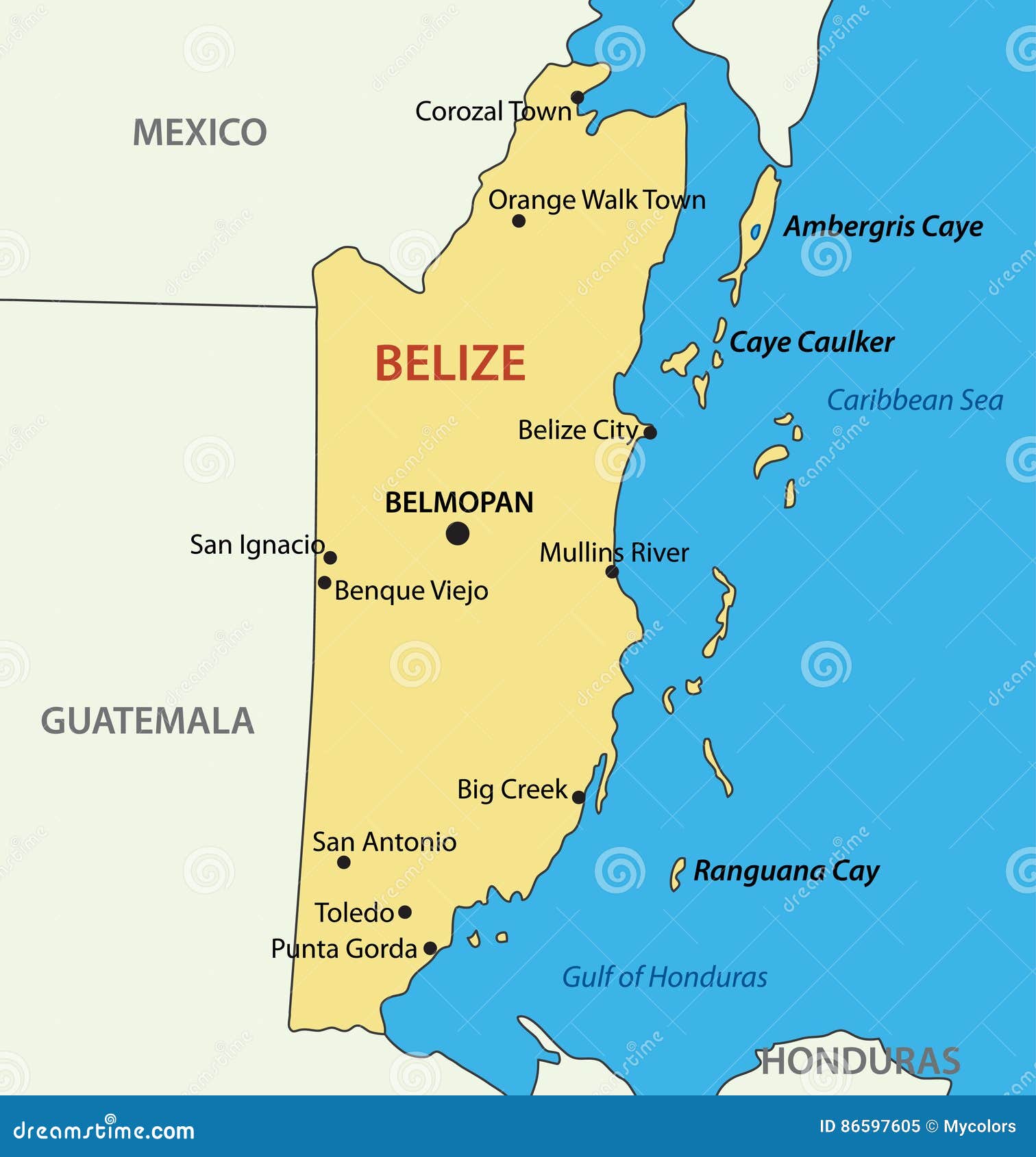 Belice - Mapa Del Vector Del País Ilustración del Vector - Ilustración ...