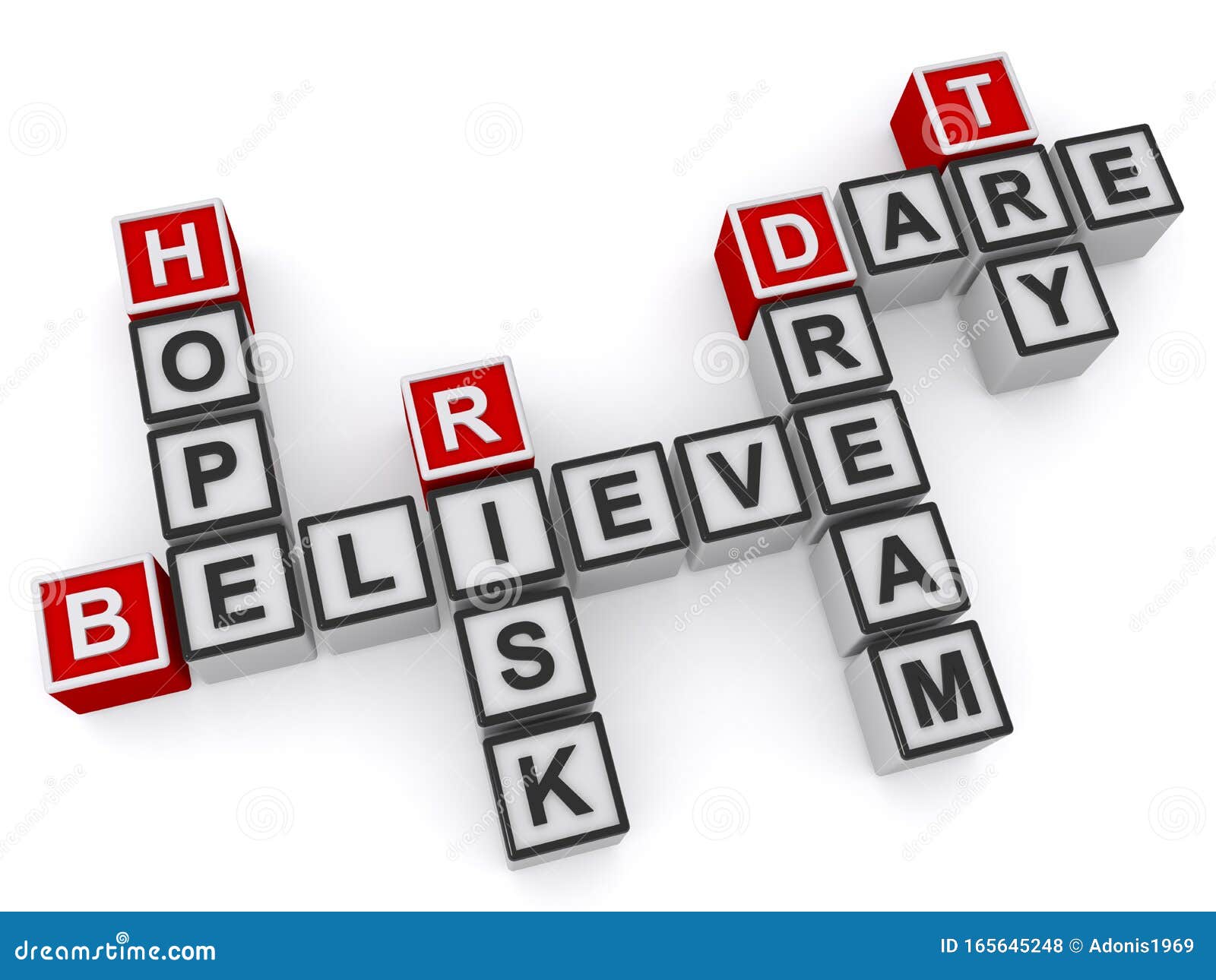 Believe Hope Risk Dream Dare Try Crosword Stock Illustration ...