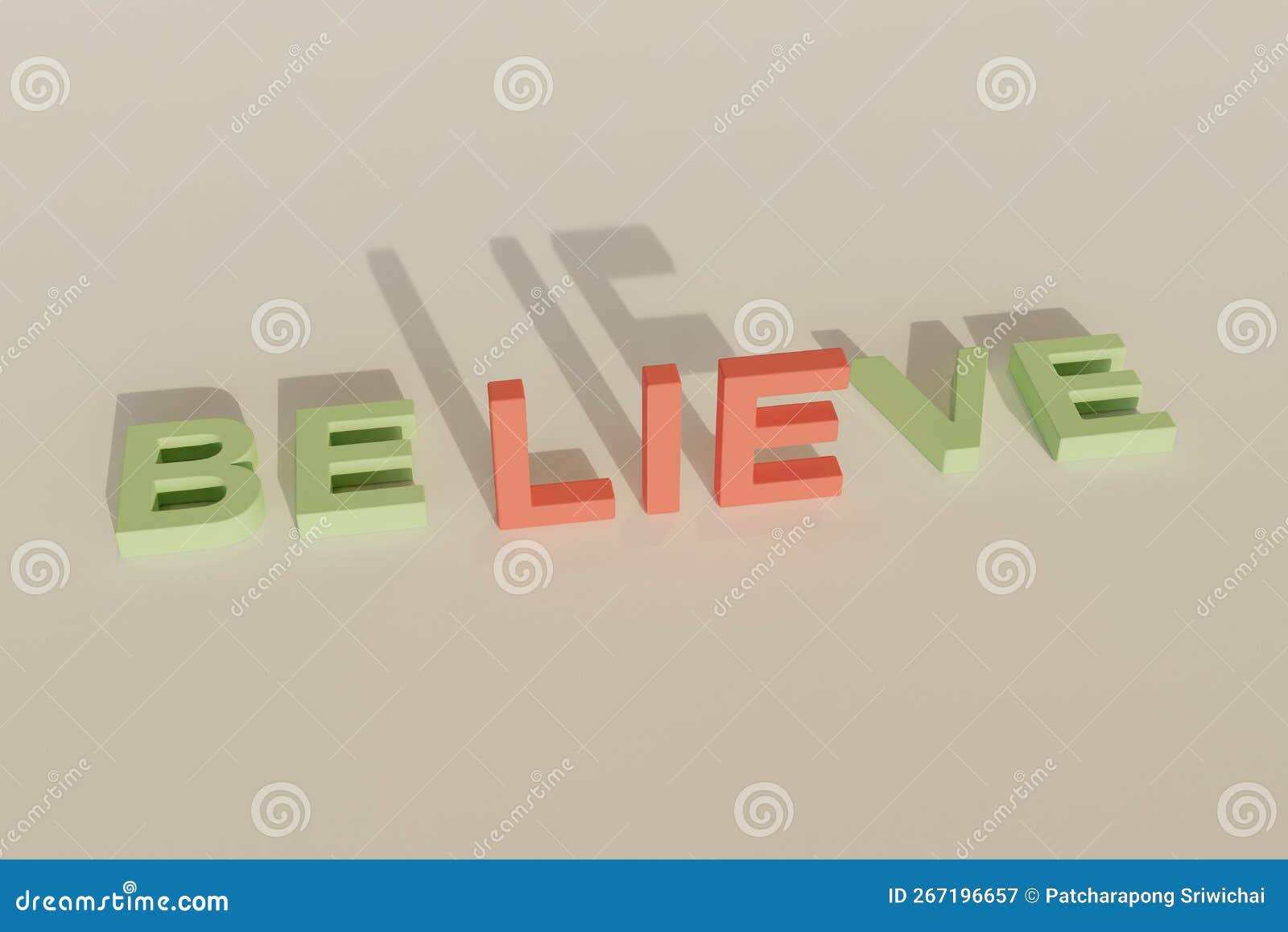 3D Render Believe Lettering Typographical With Human Hand Logo Type ...