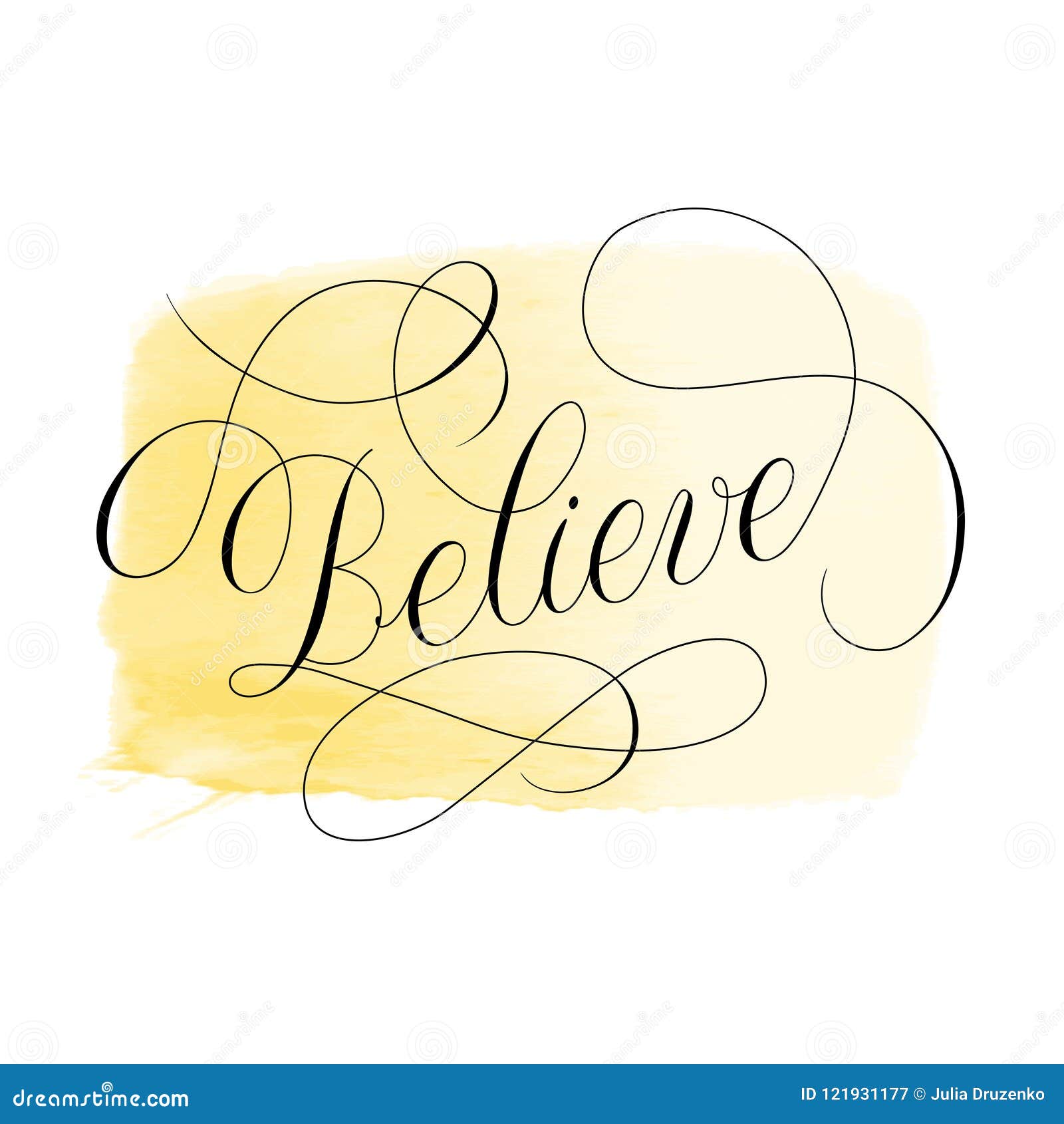 Believe Text Calligraphy with Flourish Elements Vector Stock Vector ...