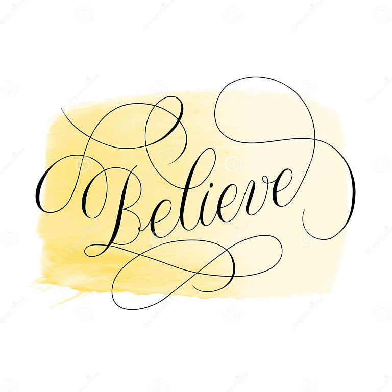 Believe Text Calligraphy with Flourish Elements Vector Stock Vector ...