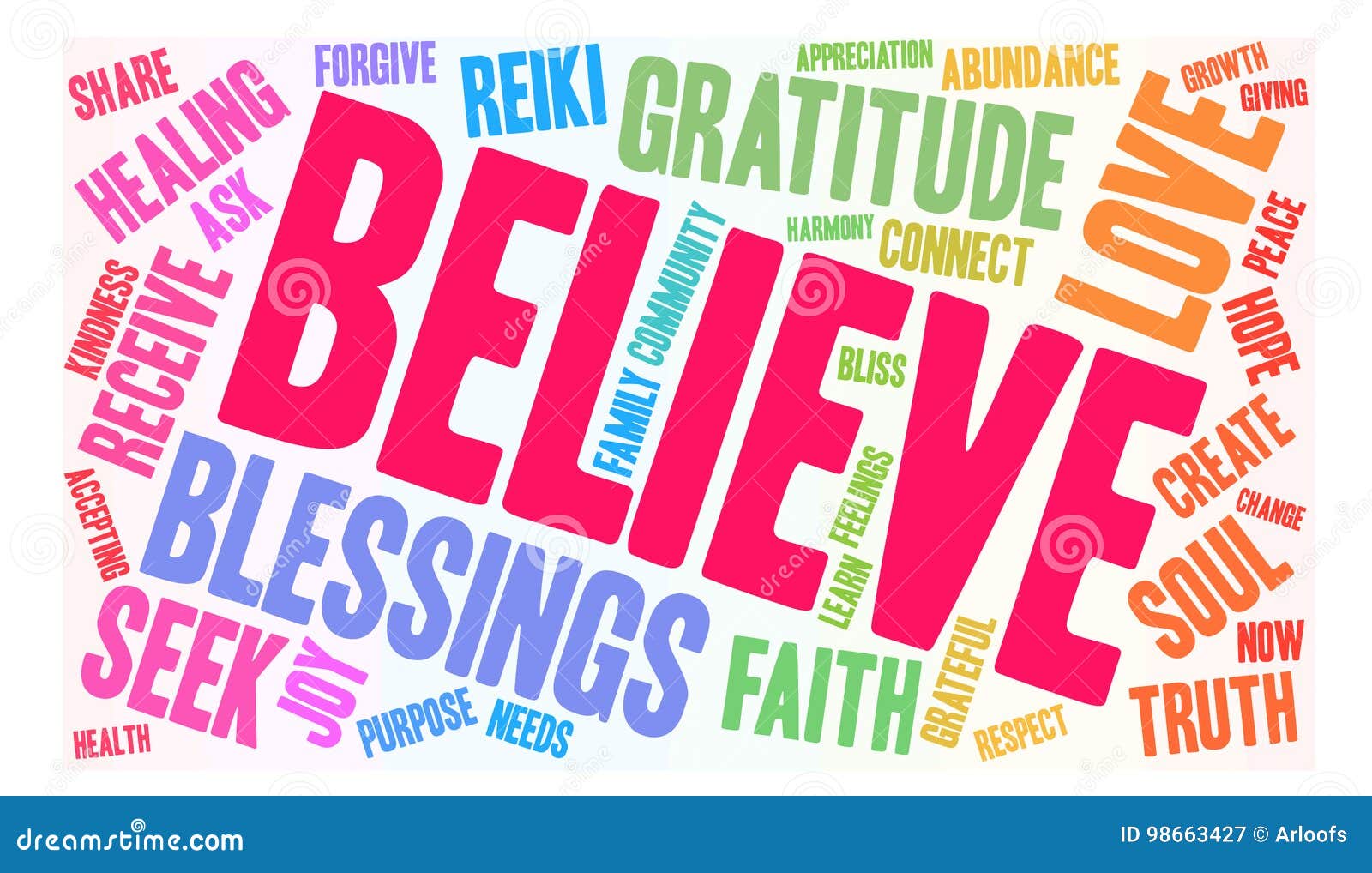 Believe Word Cloud stock vector. Illustration of loving - 98663427