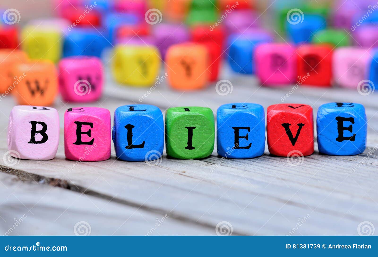 Believe Word on Wooden Table Stock Image - Image of message, school ...