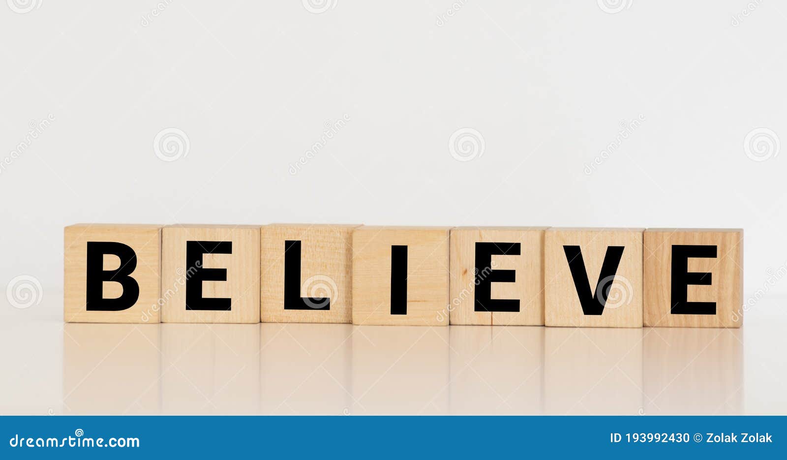 BELIEVE Word Written on Wood Block Stock Photo - Image of typography ...