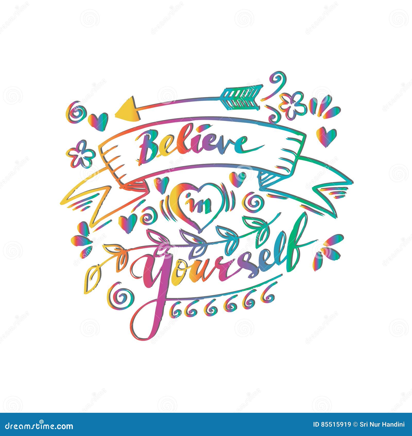 Believe In Yourself Hand Lettering Stock Vector Illustration Of Drawn