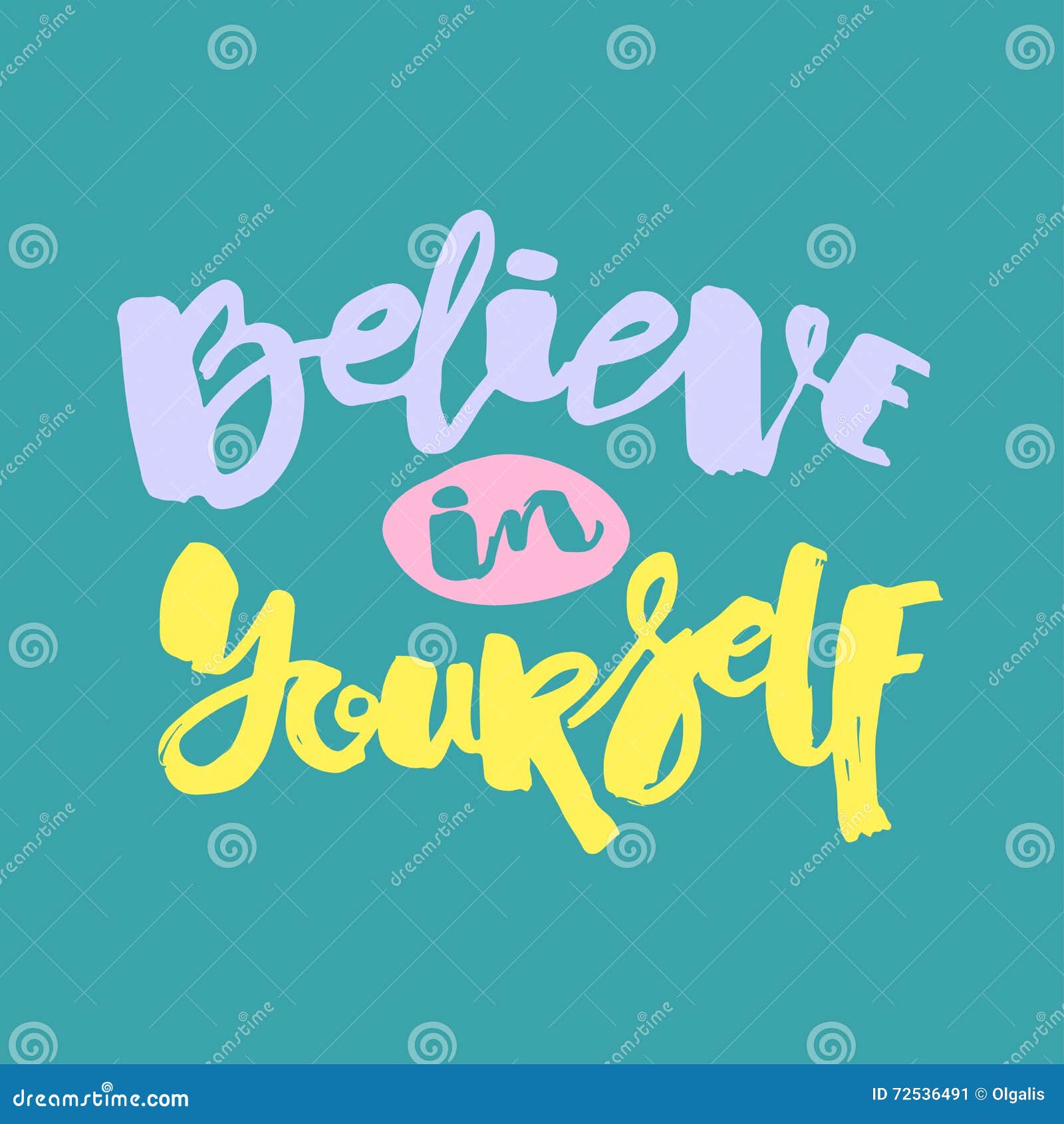 Believe In Yourself Hand Lettering Ink Drawn Motivation Poster Stock