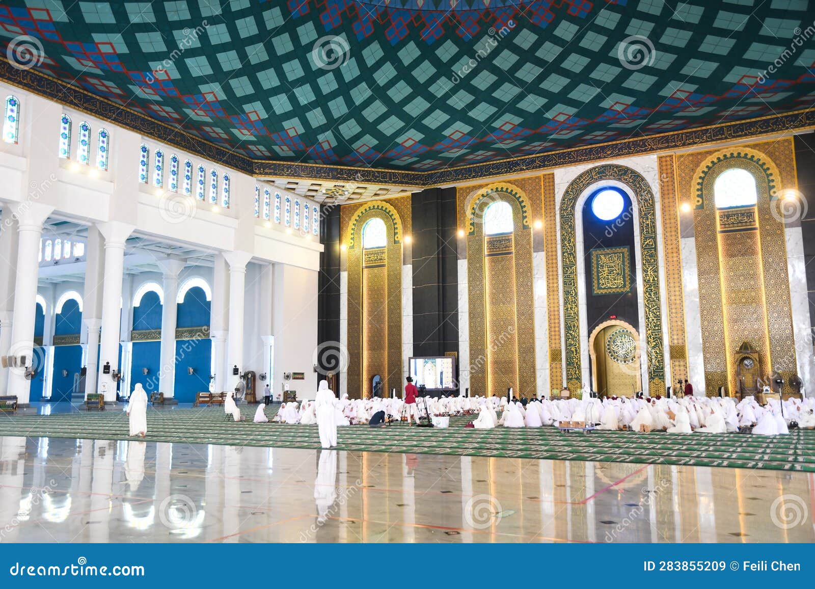 Believers are Praying in Al Akbar Mosque in Surabaya, Java, Indonesia ...