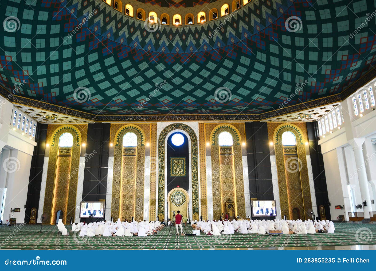 Believers are Praying in Al Akbar Mosque in Surabaya, Java, Indonesia ...