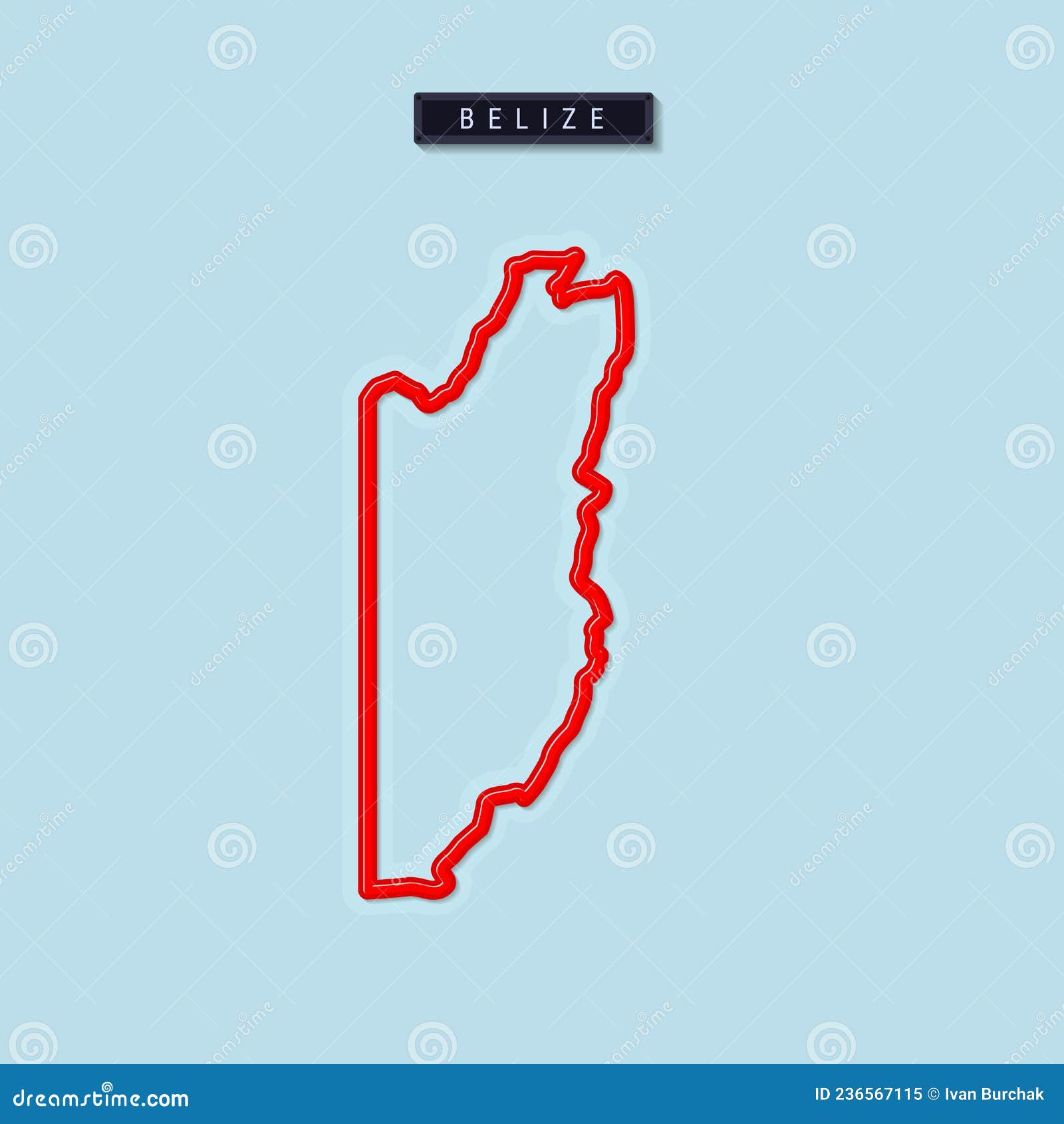 Belize Bold Outline Map. Vector Illustration Stock Illustration ...