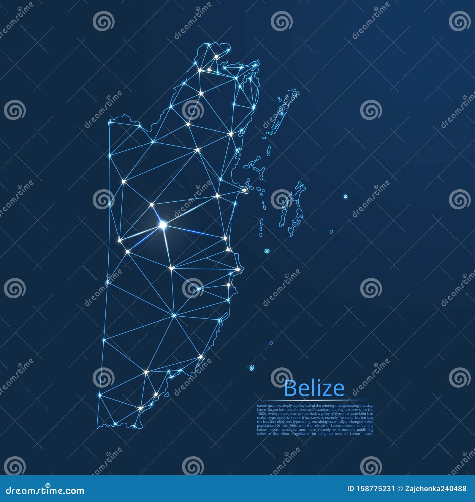 Belize Communication Network Map. Vector Low Poly Image of a Global Map ...