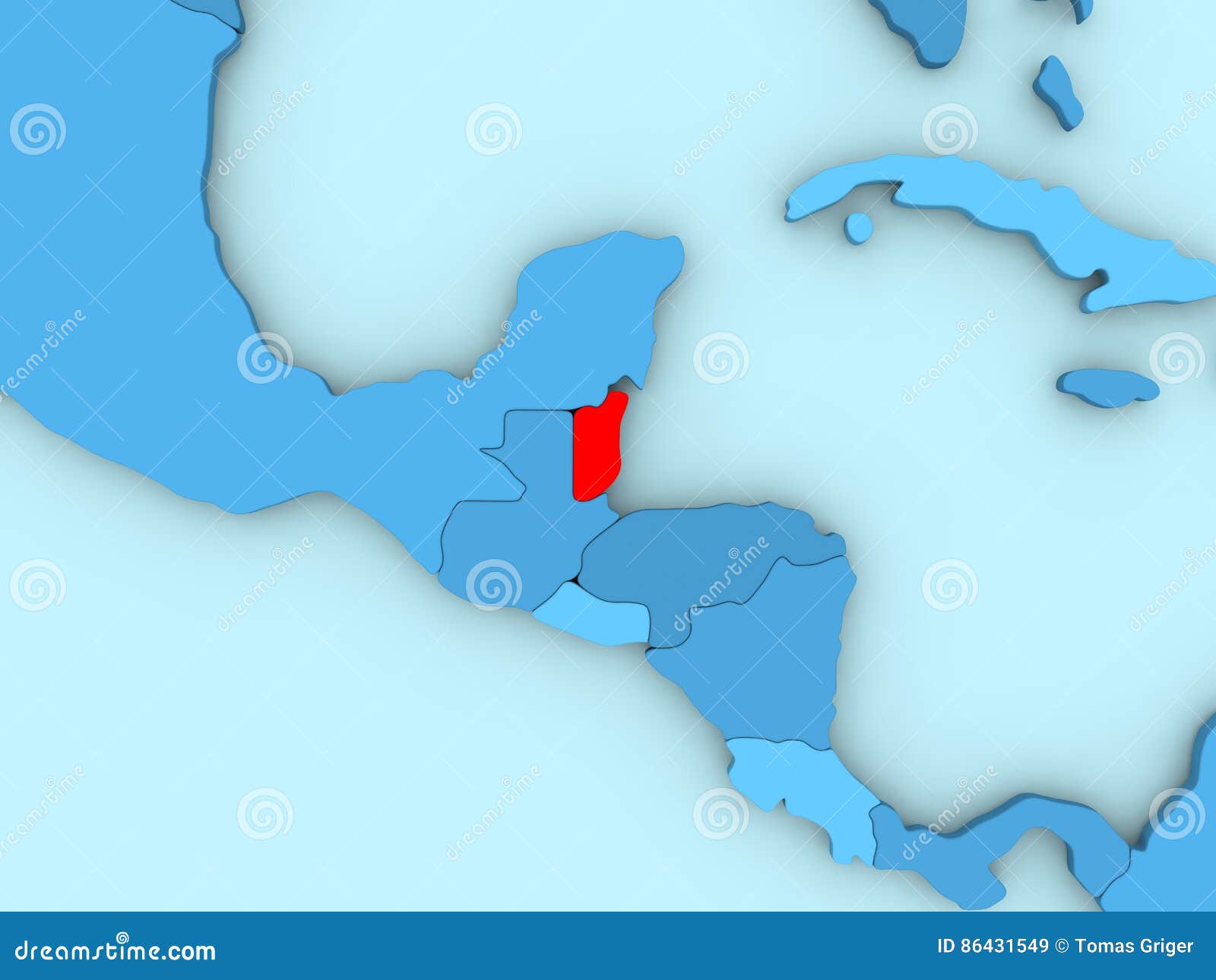 Belize on 3D map stock illustration. Illustration of blue - 86431549