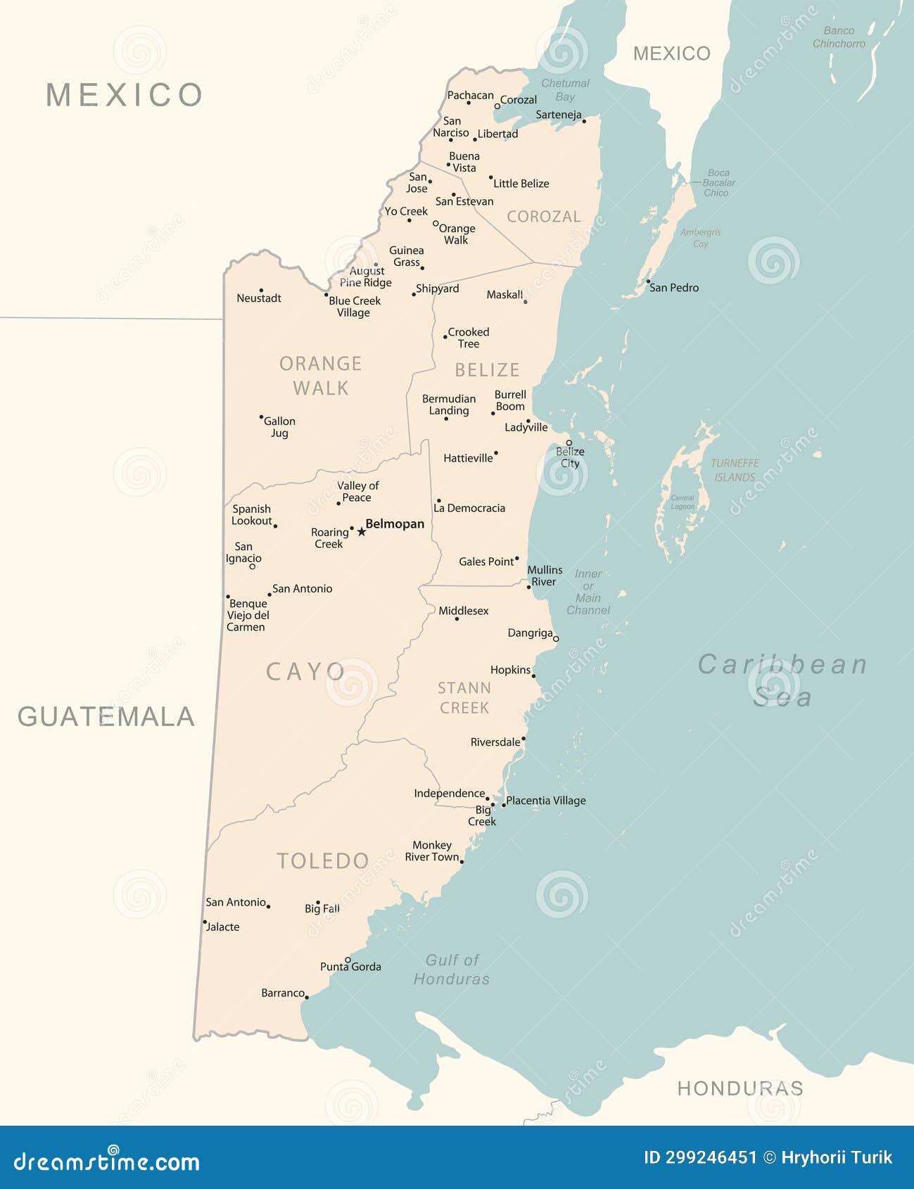 Belize - Detailed Map with Administrative Divisions Country Stock ...