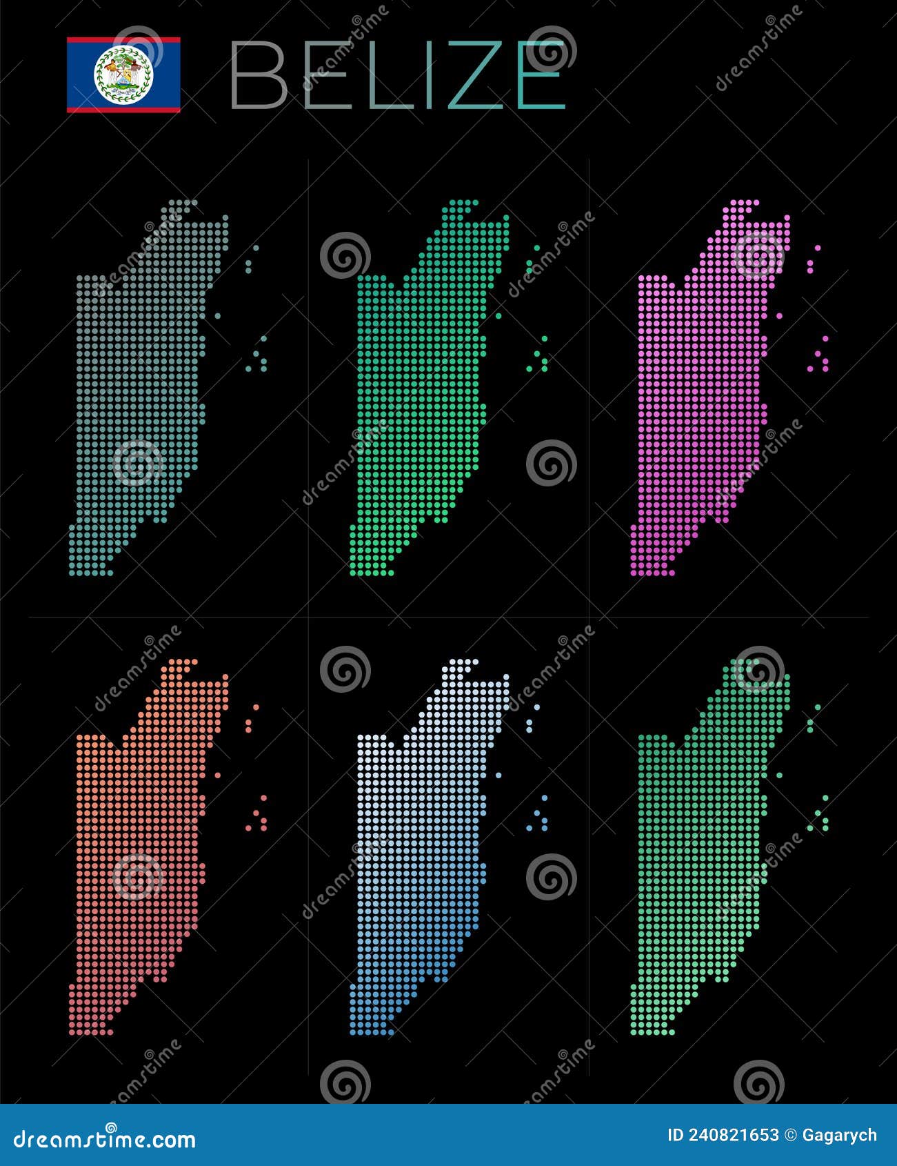 Belize dotted map set. stock vector. Illustration of geometric - 240821653