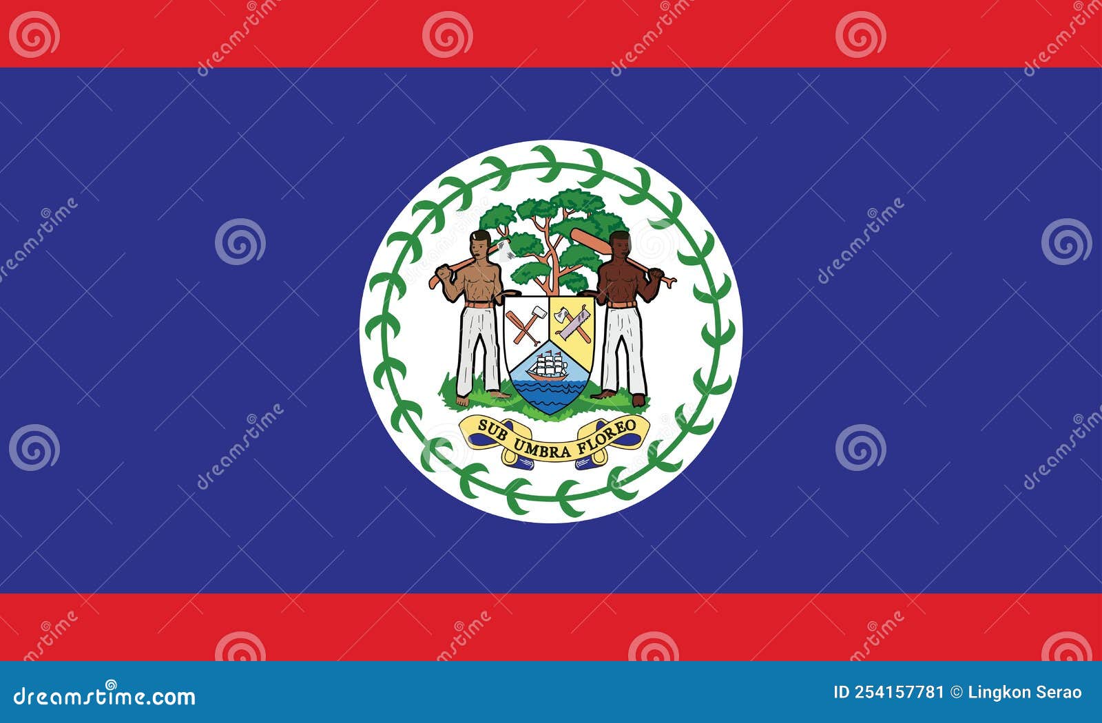 Vector Illustration of the National Flag of Belize. the Official Flag ...