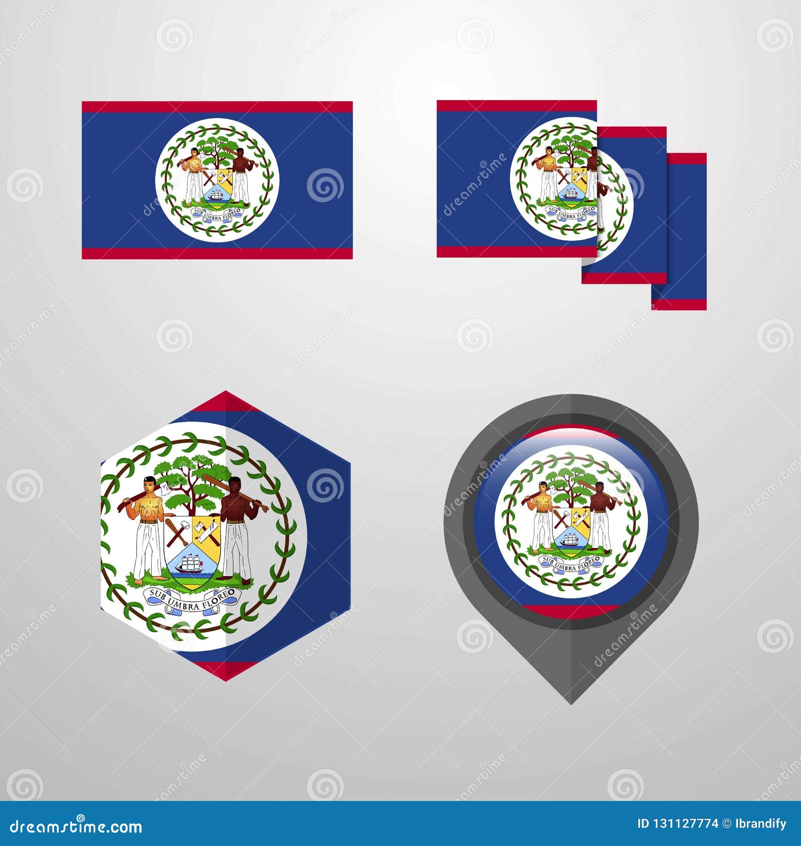 Belize Flag Design Set Vector Stock Vector - Illustration of icon ...