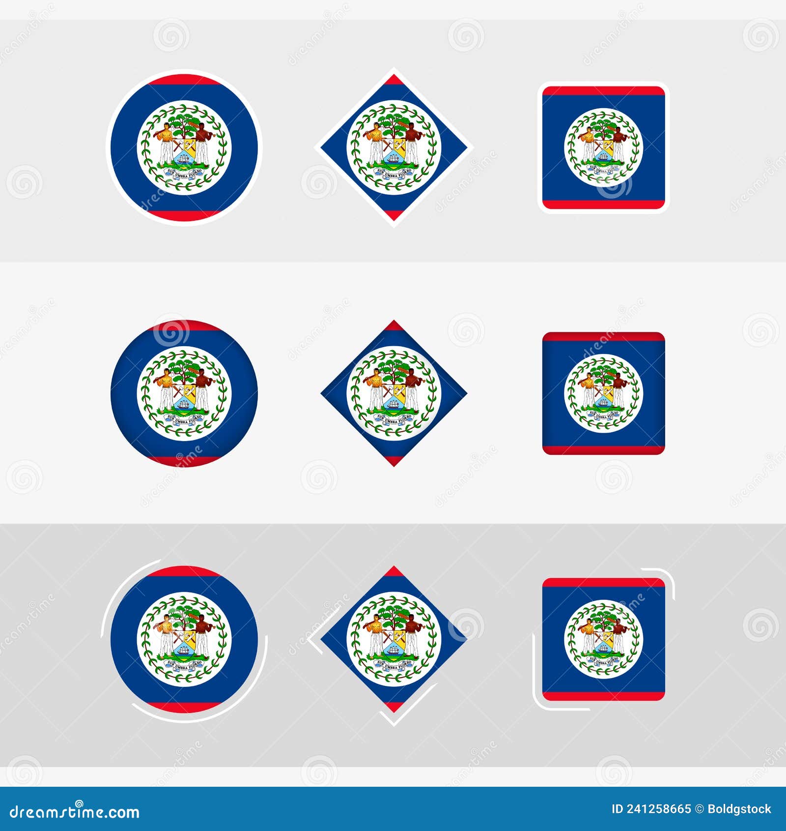 Belize Flag Icons Set, Vector Flag of Belize Stock Vector ...