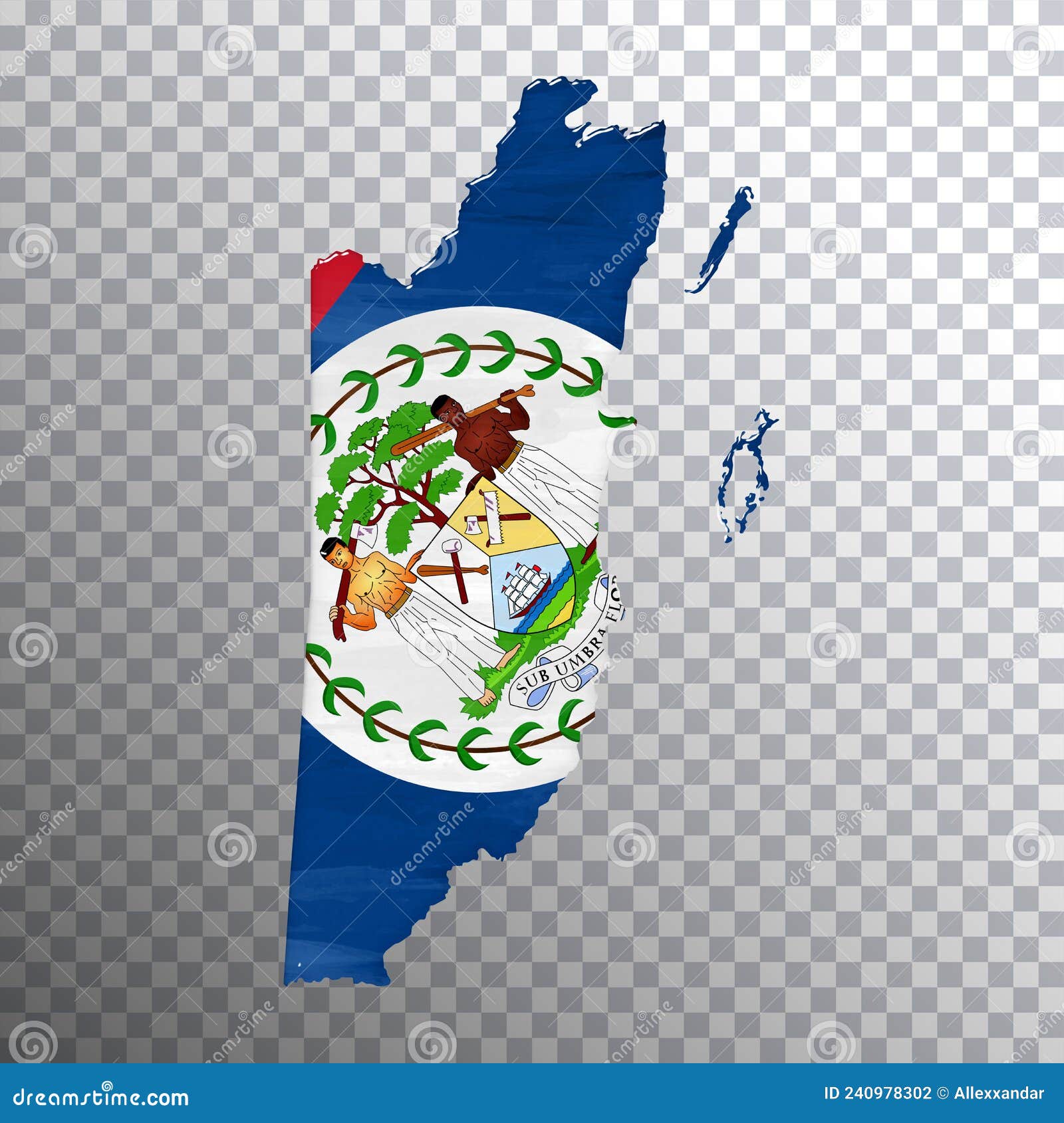 Belize Flag and Map, Transparent Background Stock Illustration ...