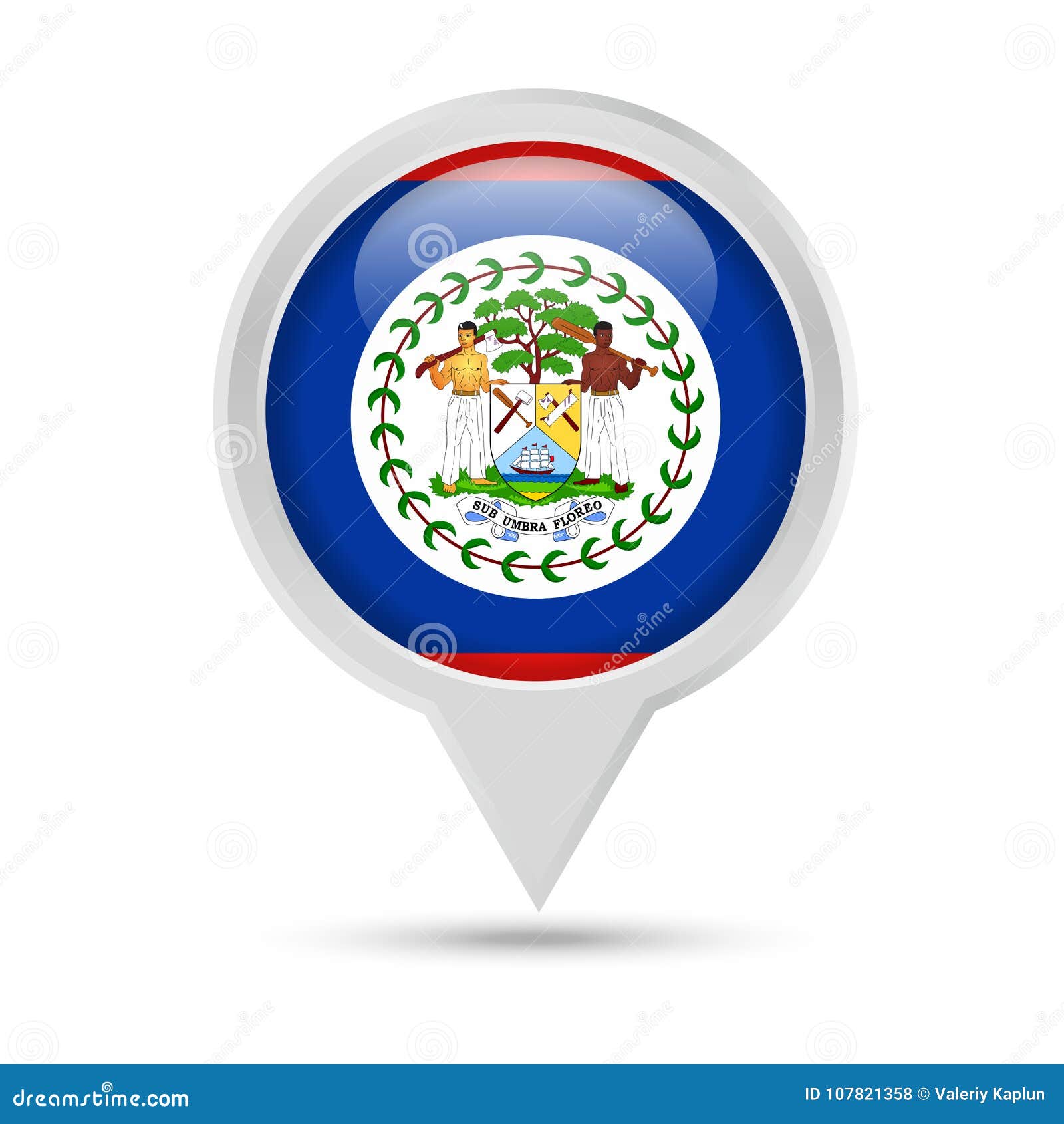 Belize Flag Round Pin Vector Icon Stock Illustration - Illustration of ...