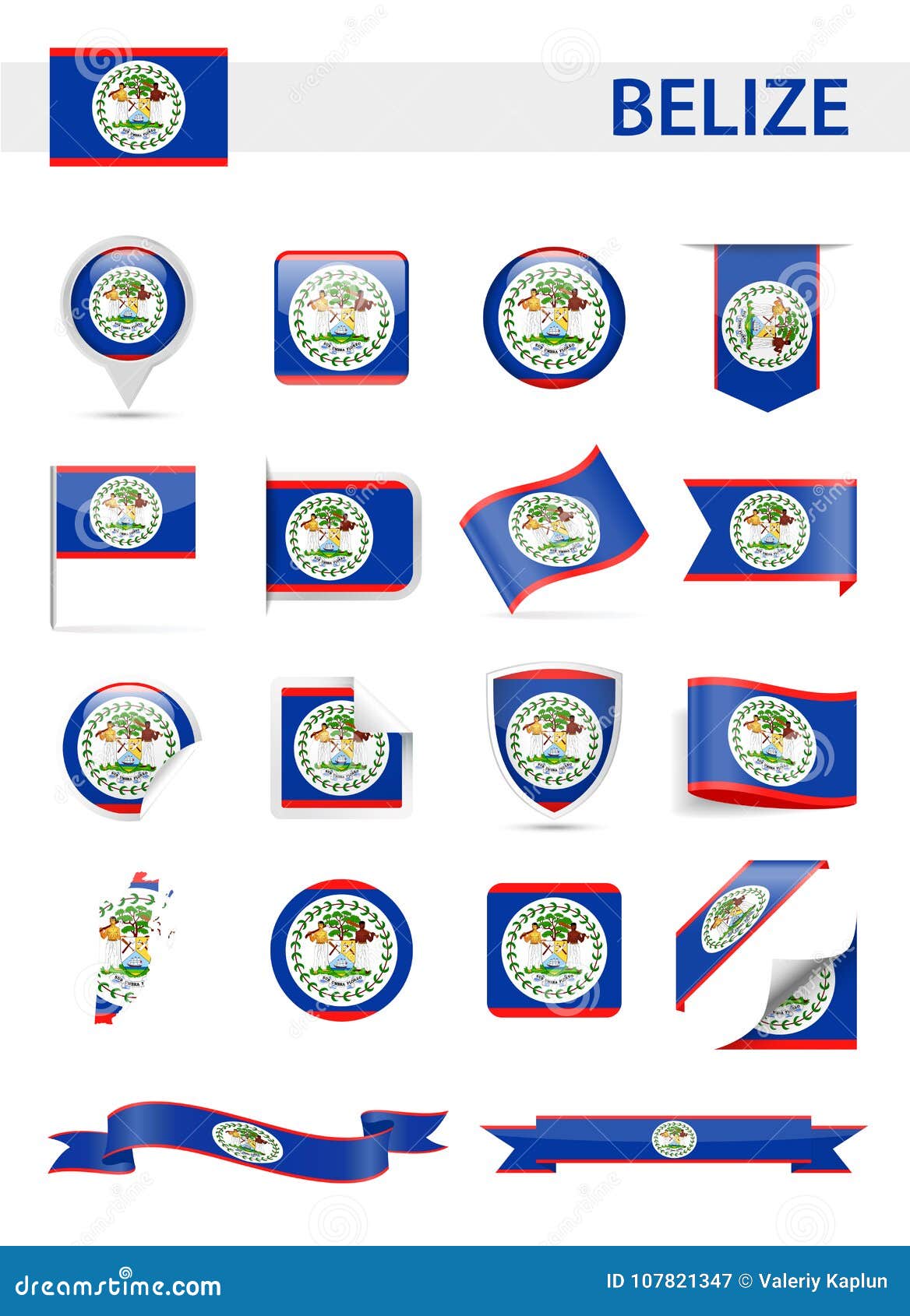Belize Flag Vector Set stock illustration. Illustration of banner ...