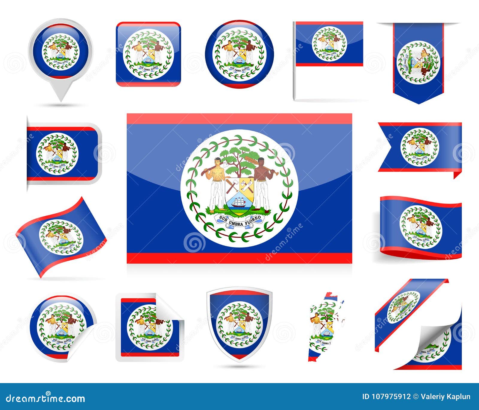 Belize Flag Vector Set stock illustration. Illustration of national ...