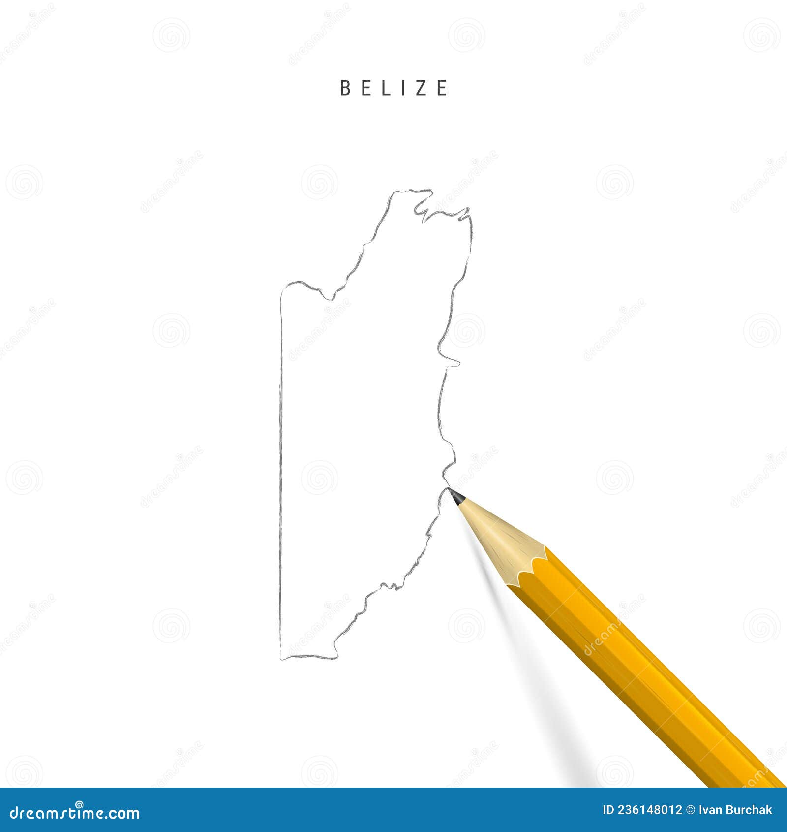 Belize Freehand Pencil Sketch Outline Vector Map Isolated on White ...