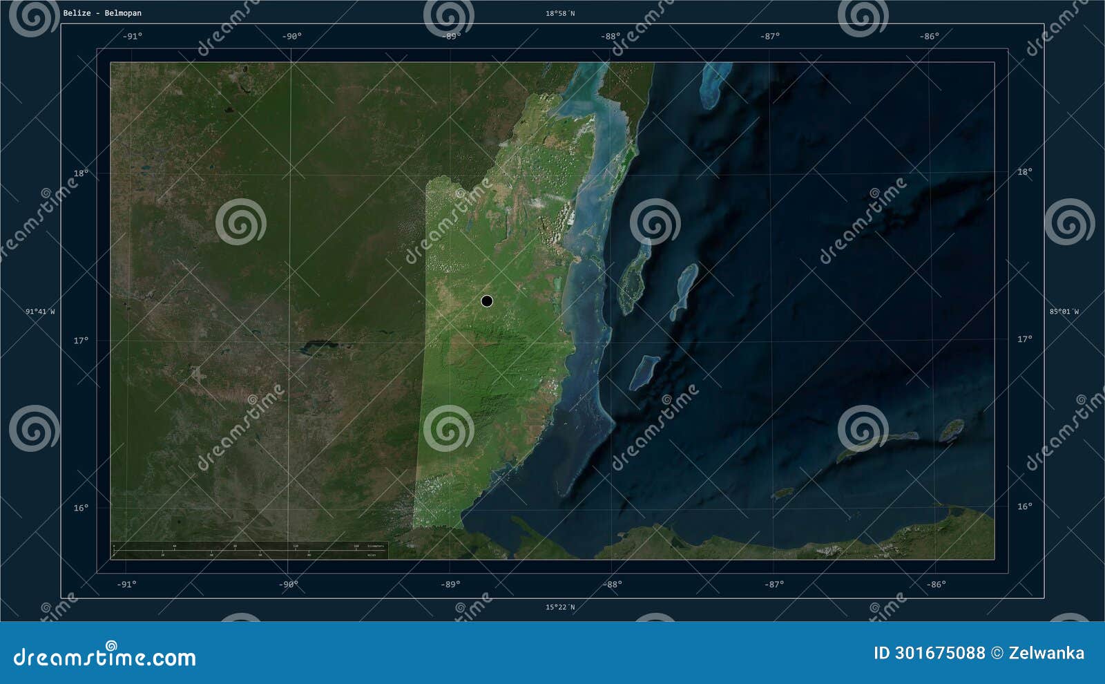 Belize Highlighted - Composition. High-res Satellite Stock Illustration ...