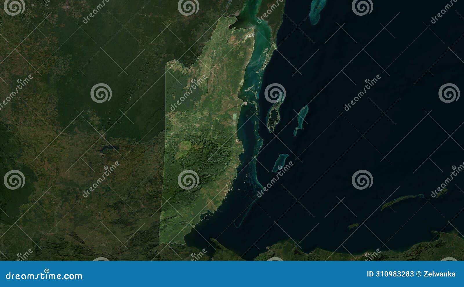 Belize Highlighted. Low-res Satellite Stock Illustration - Illustration ...