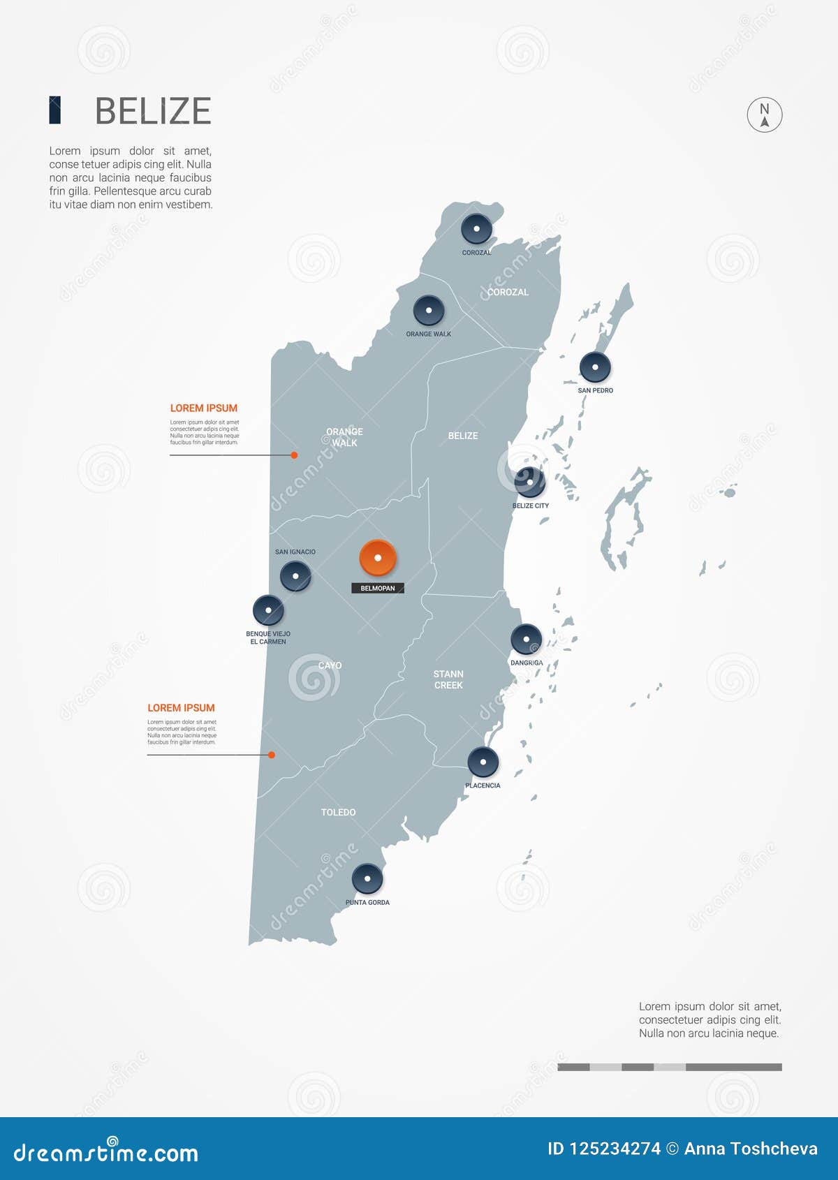Belize Infographic Map Vector Illustration. Stock Vector - Illustration ...