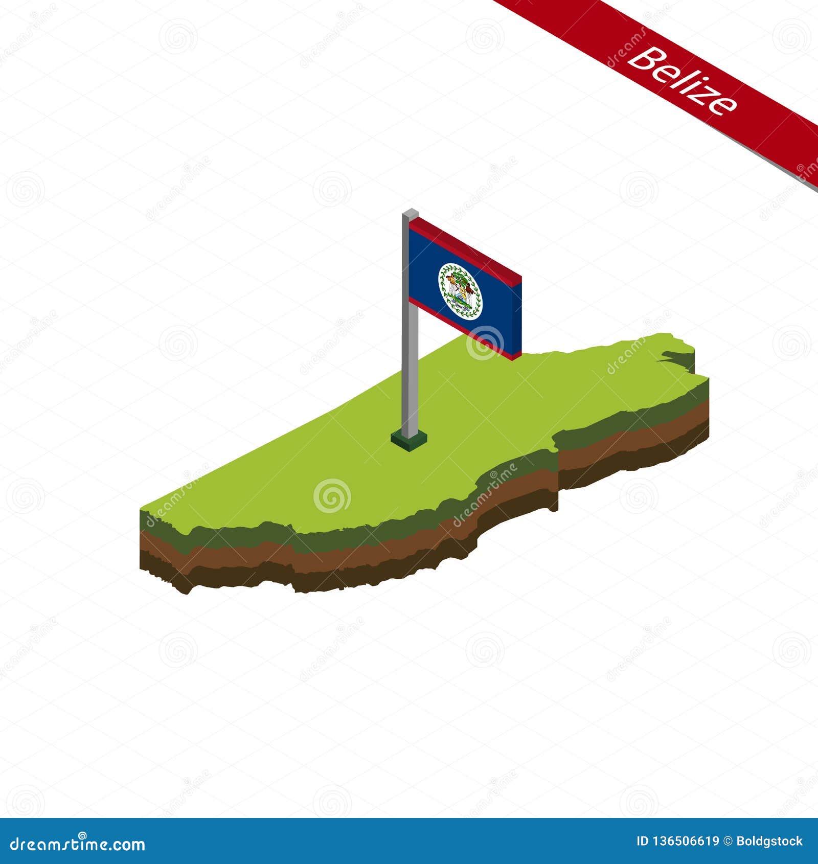3d Isometric Map Of Belize With National Flag Cartoon Vector ...