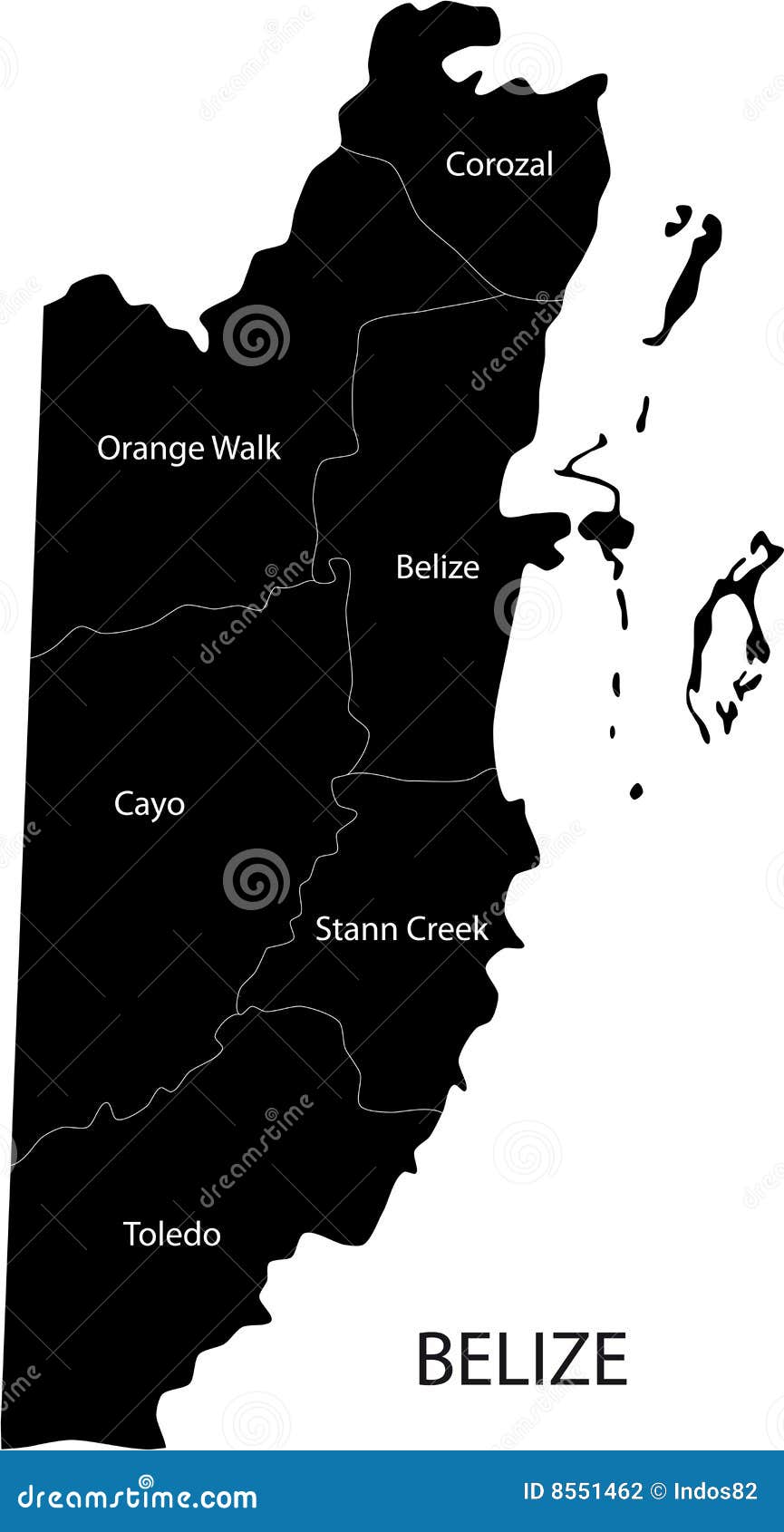 Belize map stock vector. Illustration of city, national - 8551462