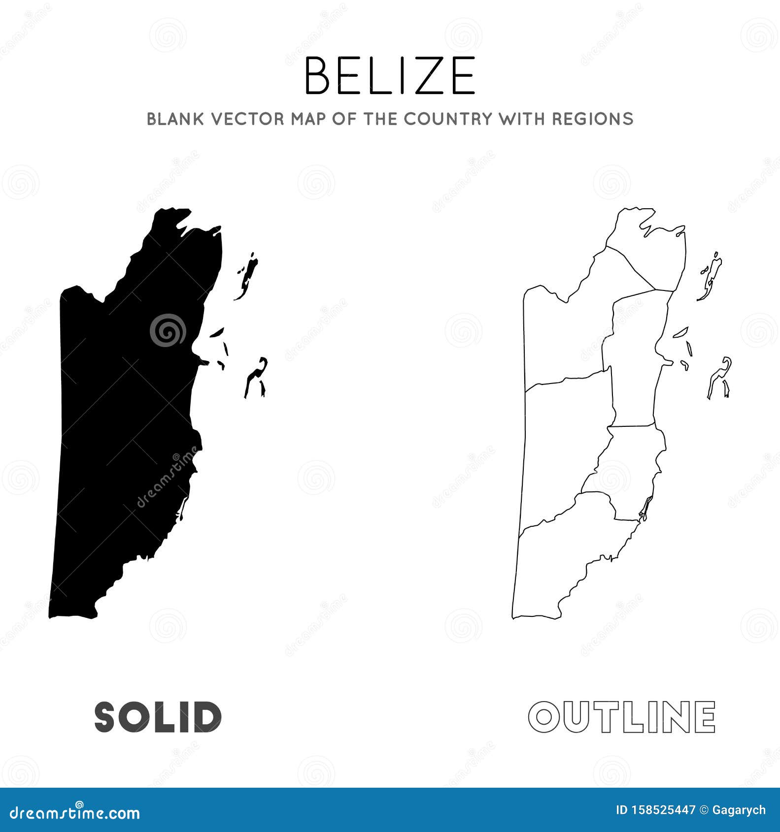 Belize map. stock vector. Illustration of belmopan, belize - 158525447