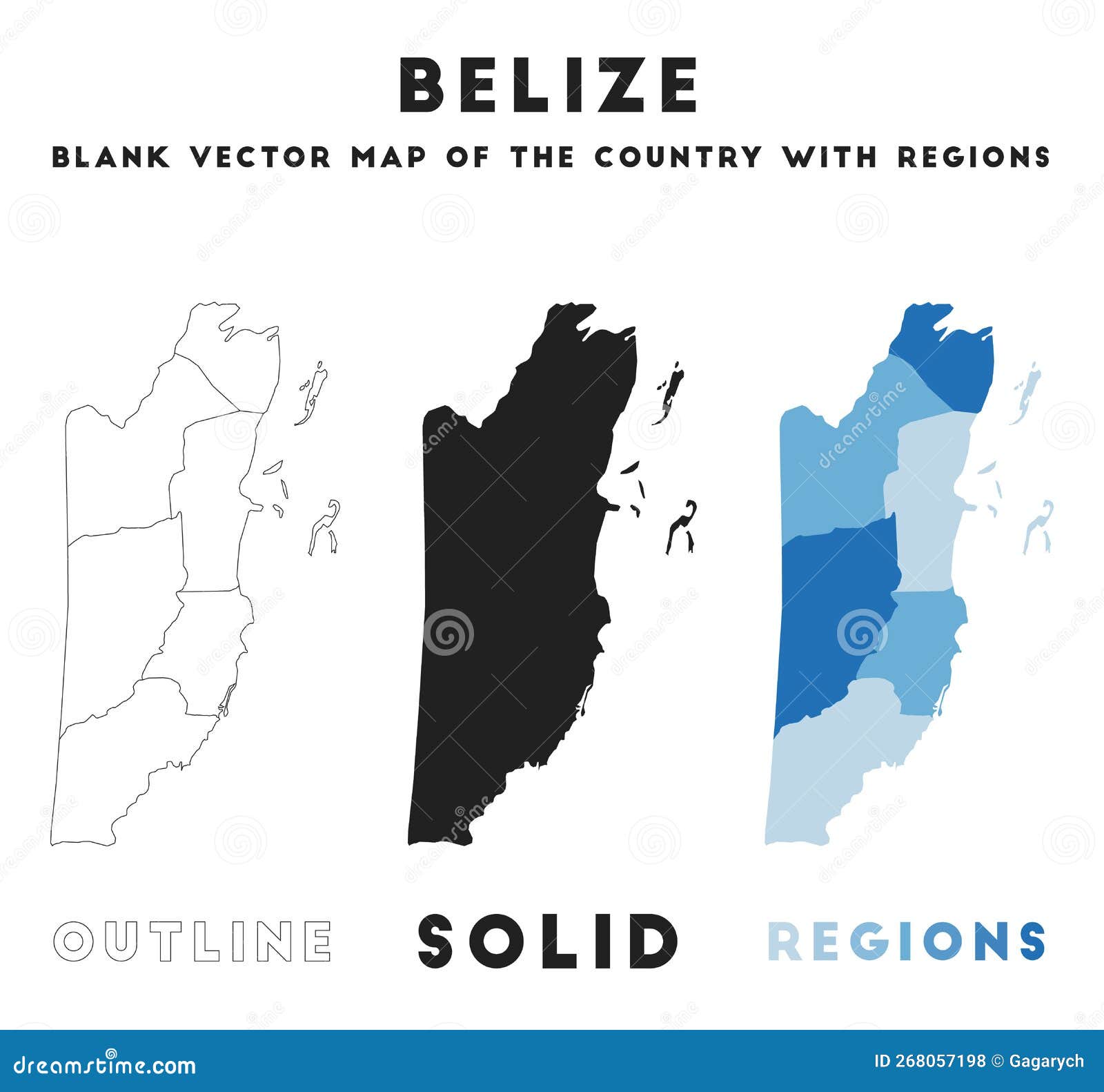 Belize map. stock vector. Illustration of central, belize - 268057198