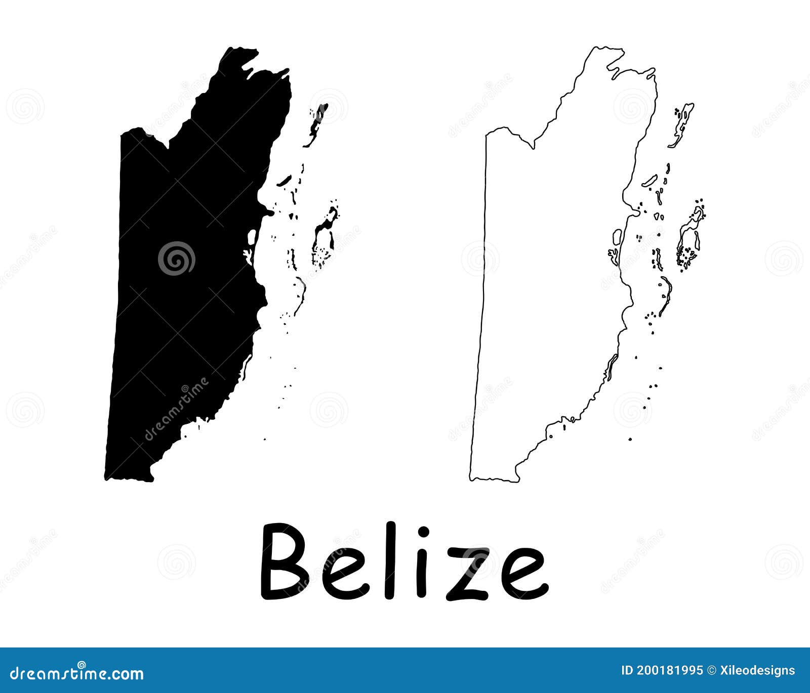 Belize Country Map. Black Silhouette and Outline Isolated on White ...