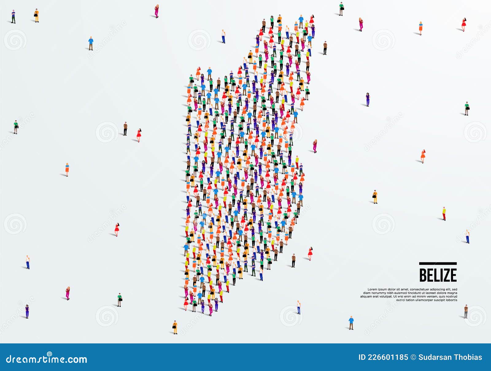 Belize Map. Large Group Of People Form To Create A Shape Of Belize Map ...