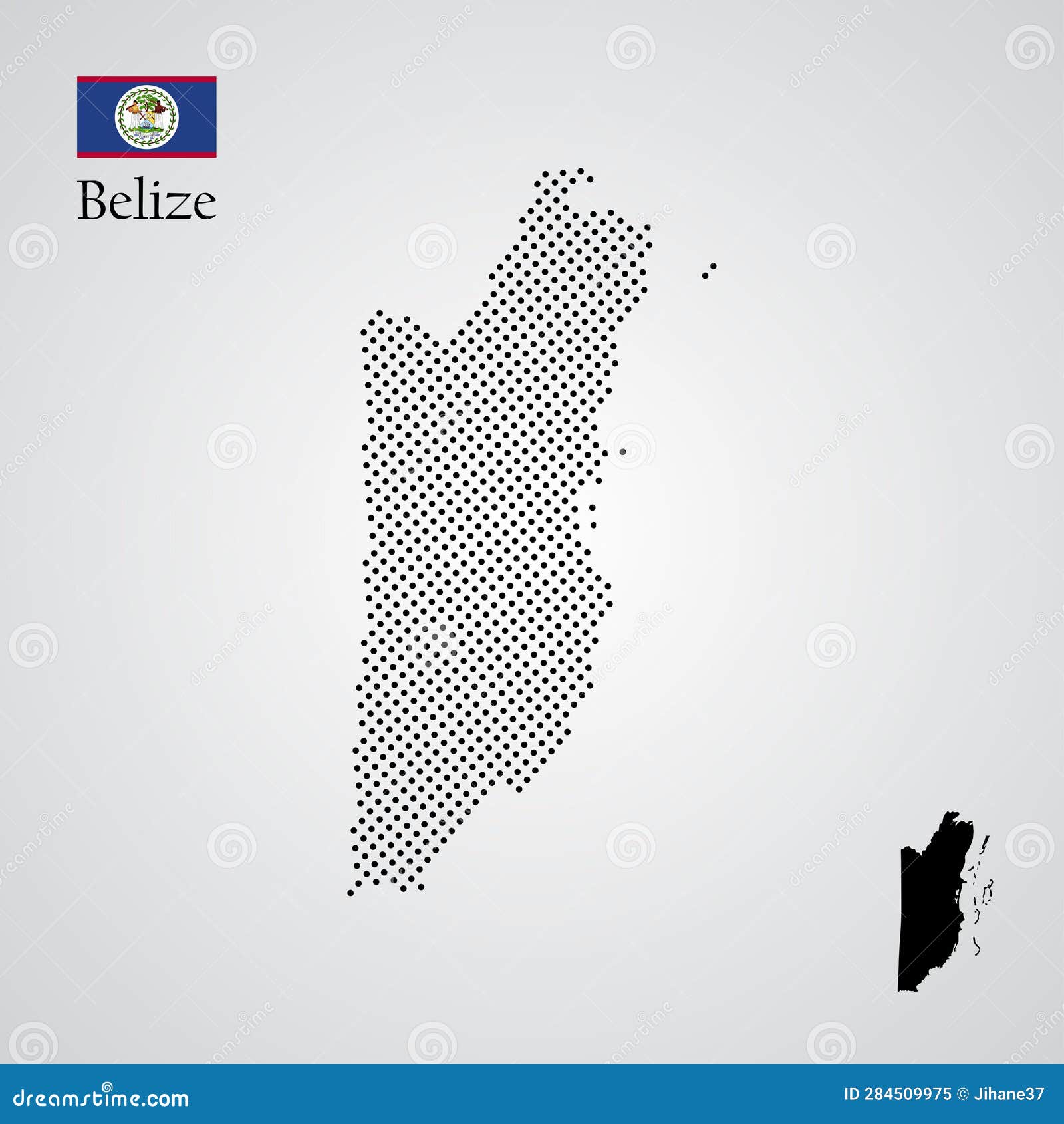 Belize Map Silhouette Halftone Style Stock Illustration - Illustration ...