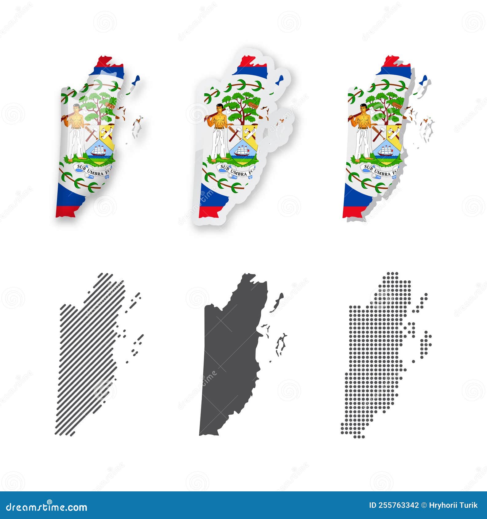 Belize - Maps Collection. Six Maps of Different Designs Stock ...