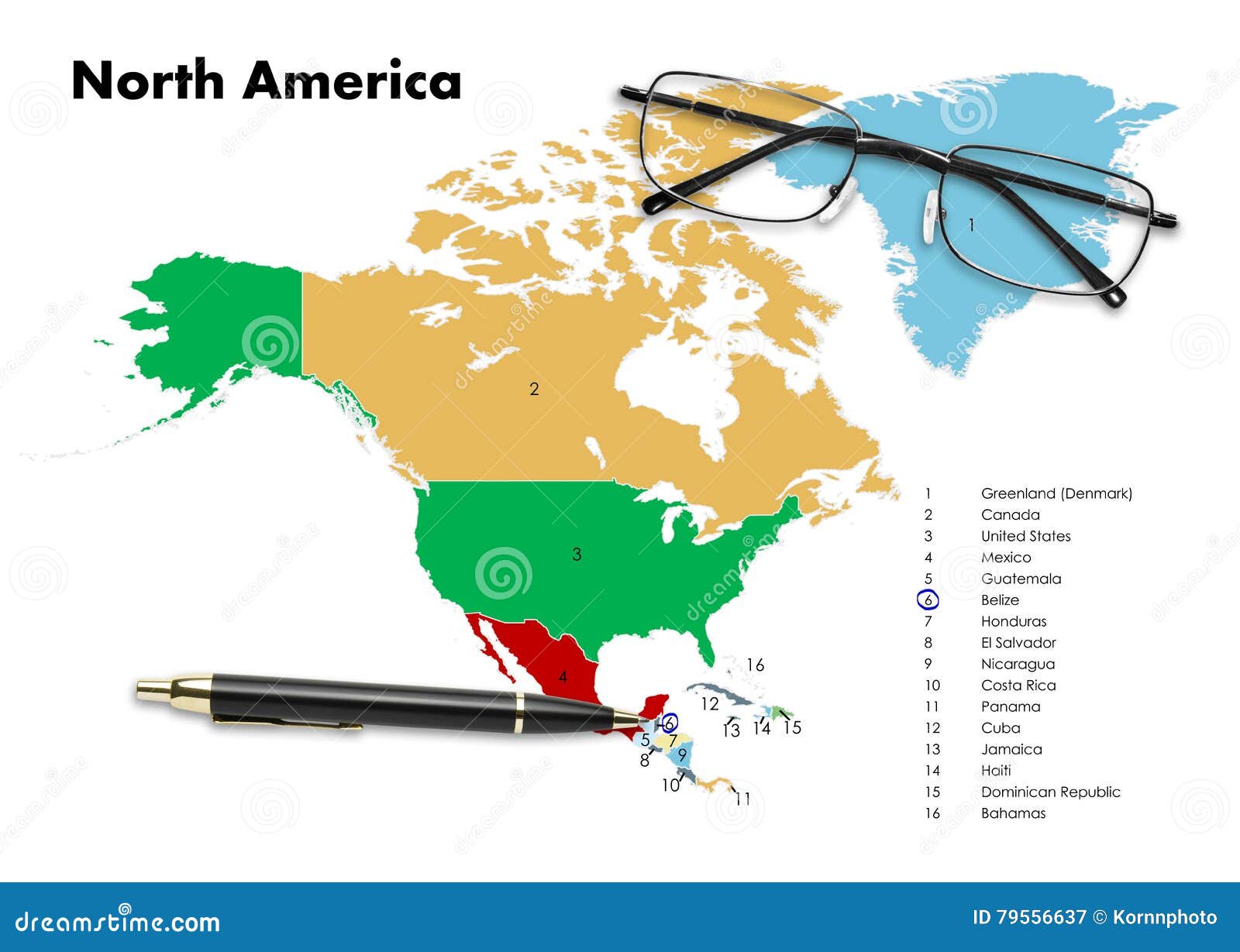 Belize on North America Map Stock Image - Image of international ...