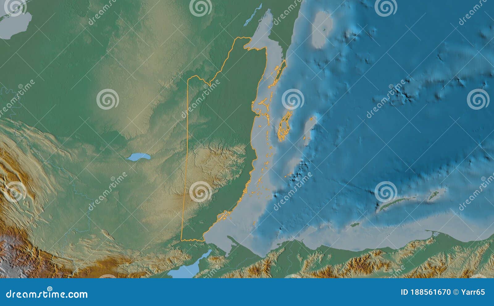 Belize - overview. Relief stock illustration. Illustration of atlas ...