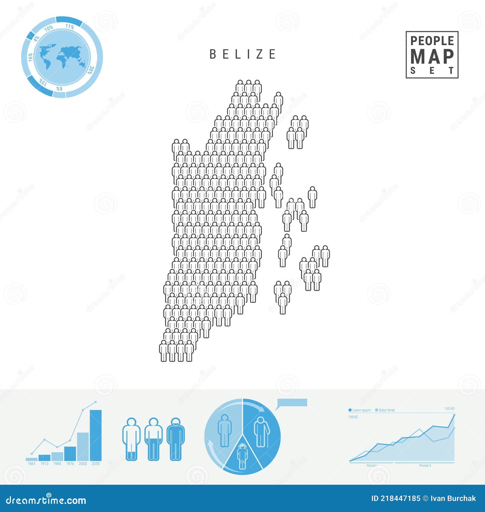Belize People Icon Map. Stylized Vector Silhouette of Belize ...