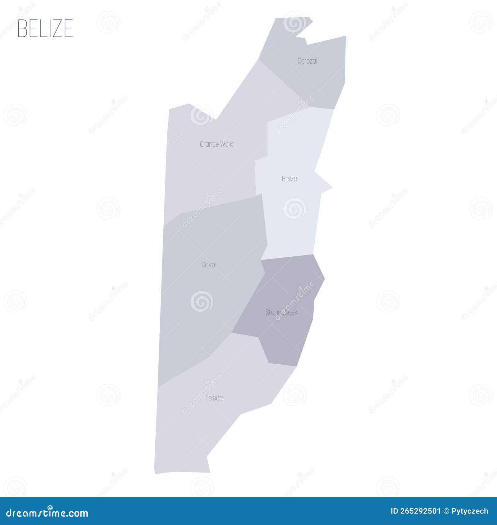 Belize Political Map of Administrative Divisions Stock Vector ...